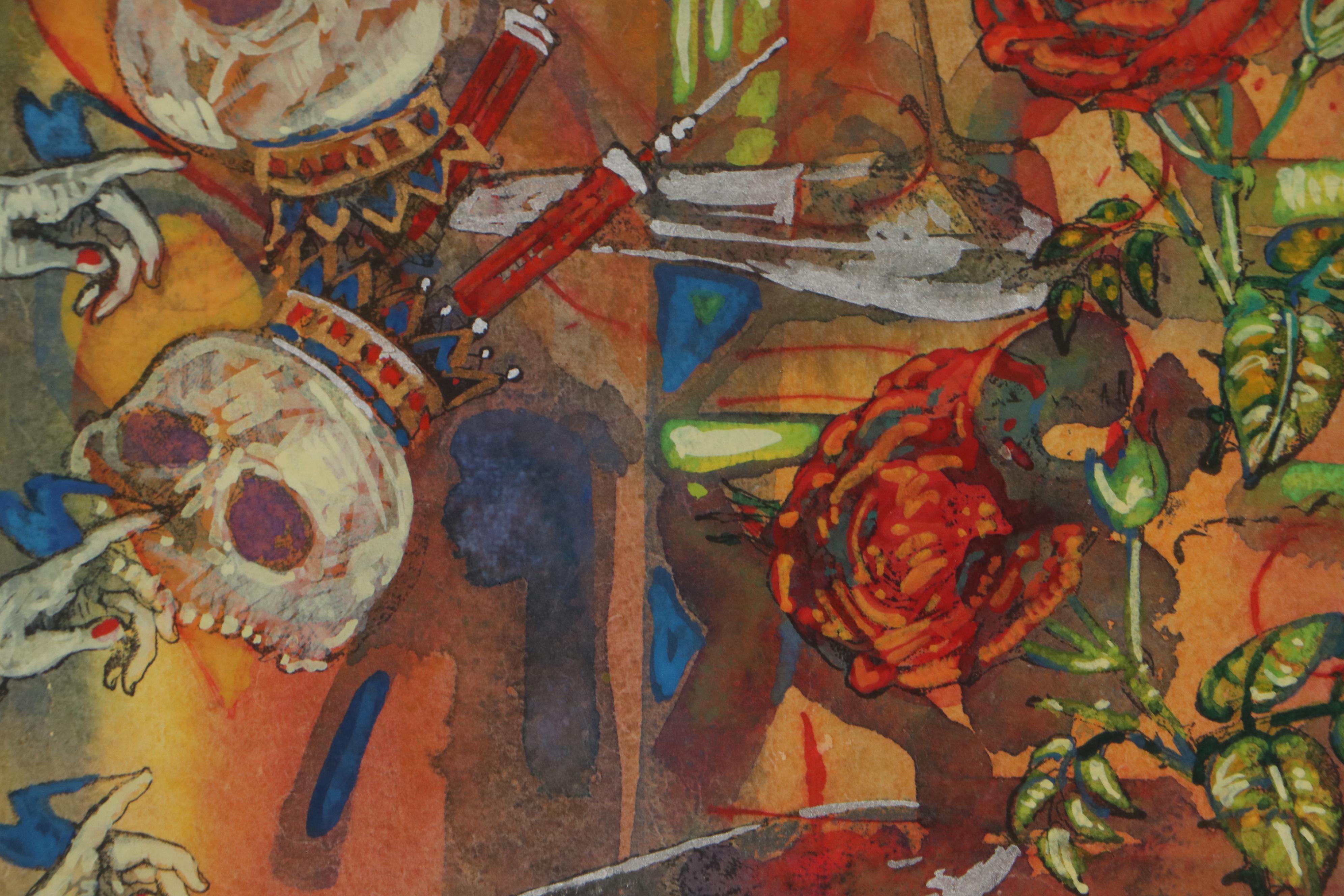 Sarah Roush Mixed Media Painting "Day of the Dead II" | EBTH