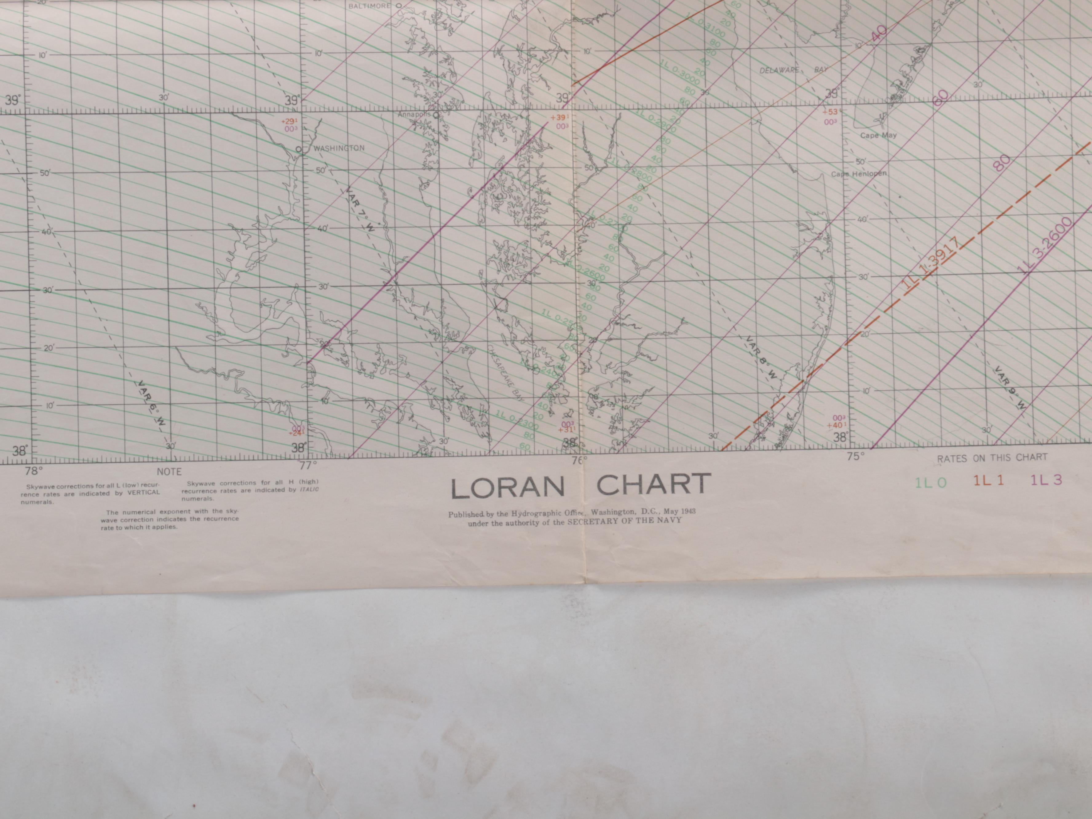 World War II U.S. Navy Atlantic Convoy LORAN Chart Maps | EBTH