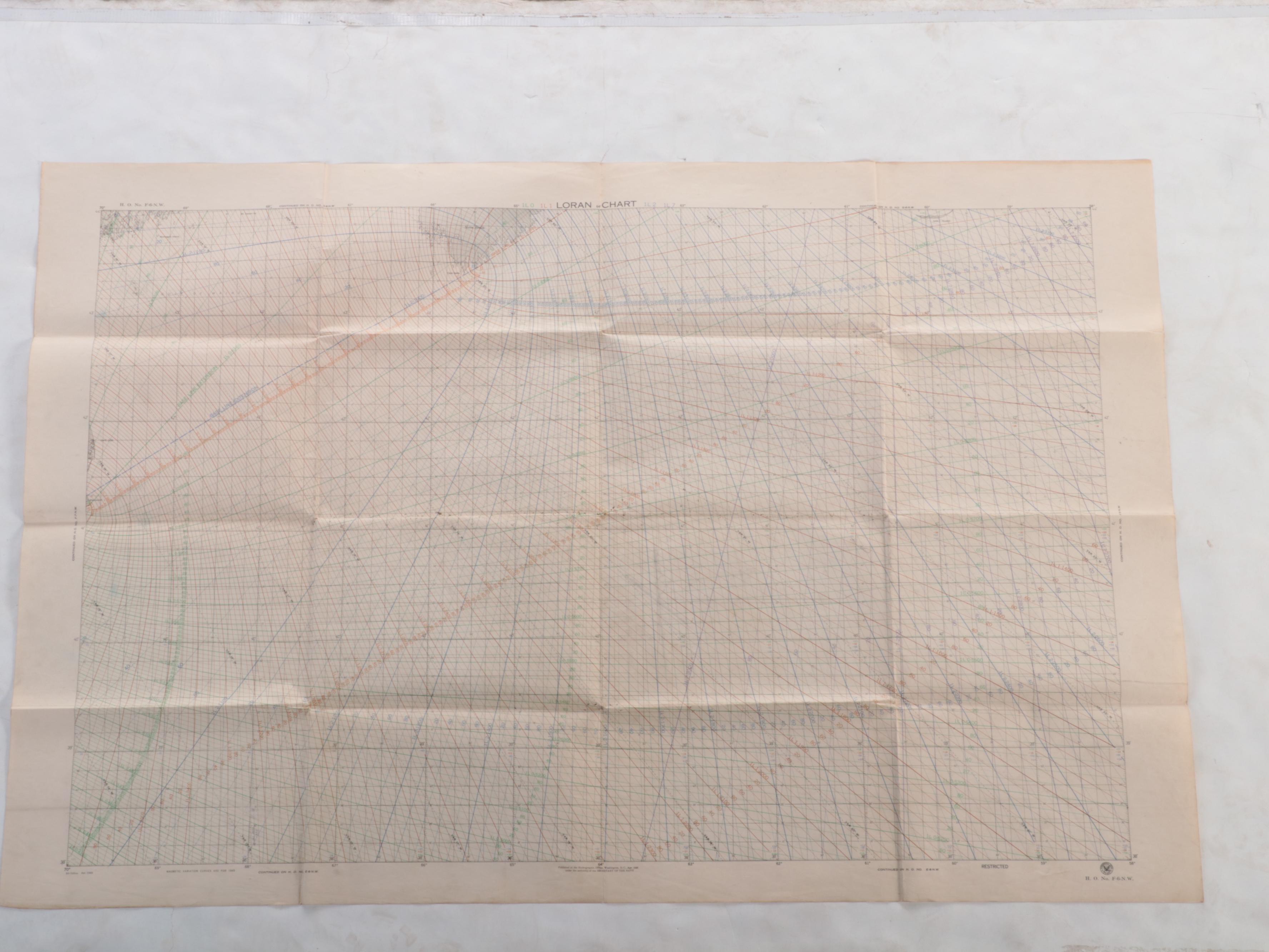 World War II U.S. Navy Atlantic Convoy LORAN Chart Maps | EBTH