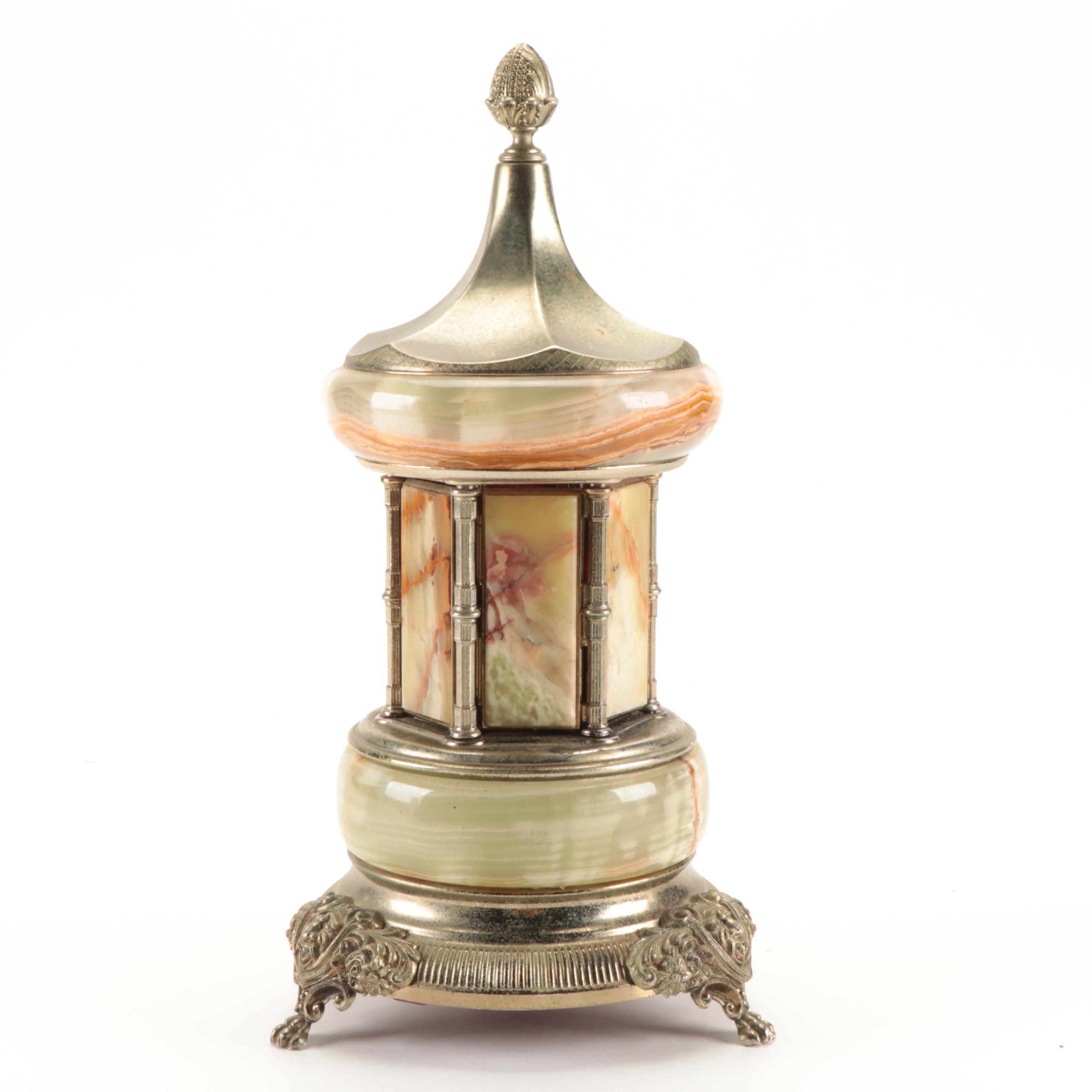 Brevettato Green Onyx Cigarette Carousel and Music Box, Mid to Late ...