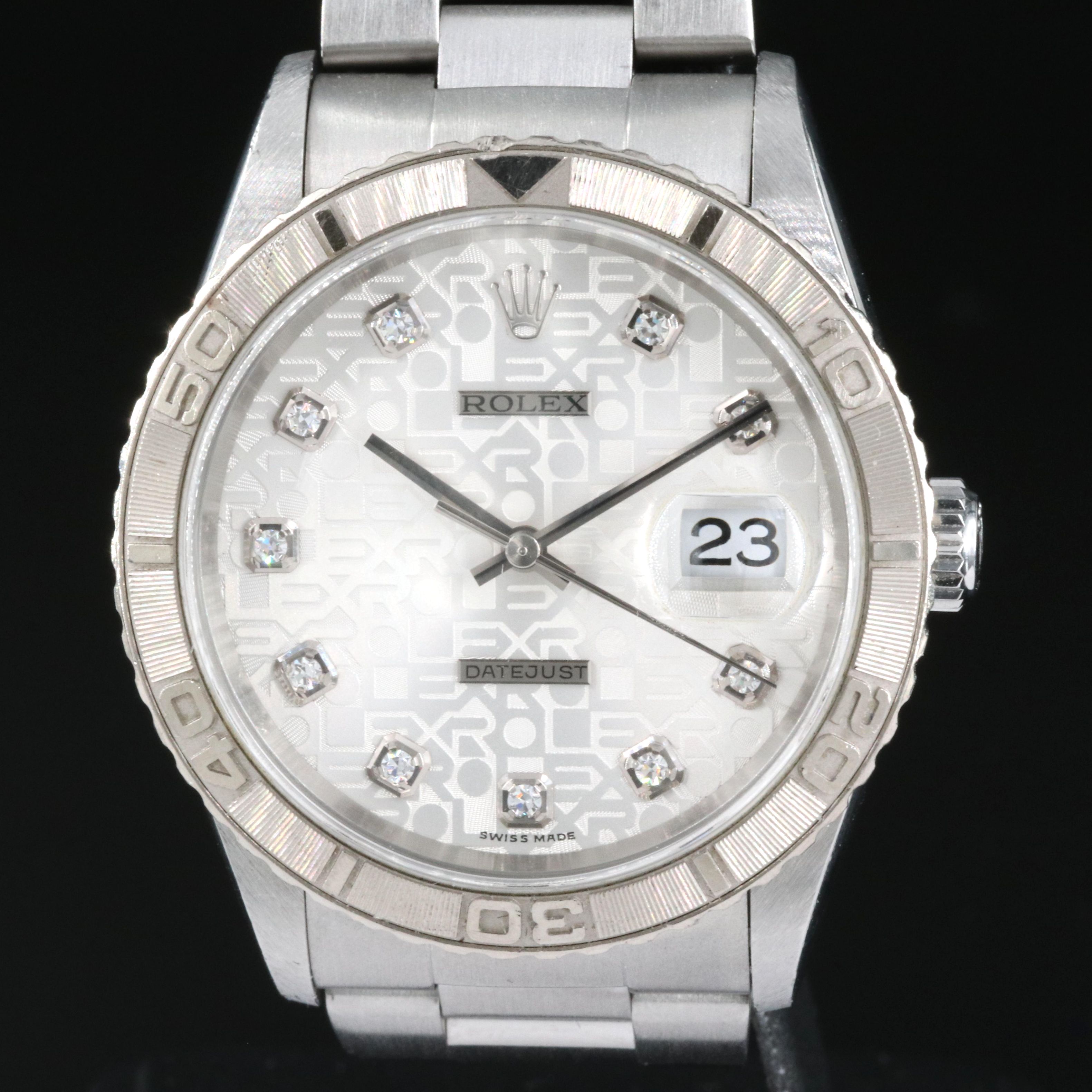 2004 Rolex Turnograph Diamond Silver Jubilee Dial, Datejust Wristwatch ...
