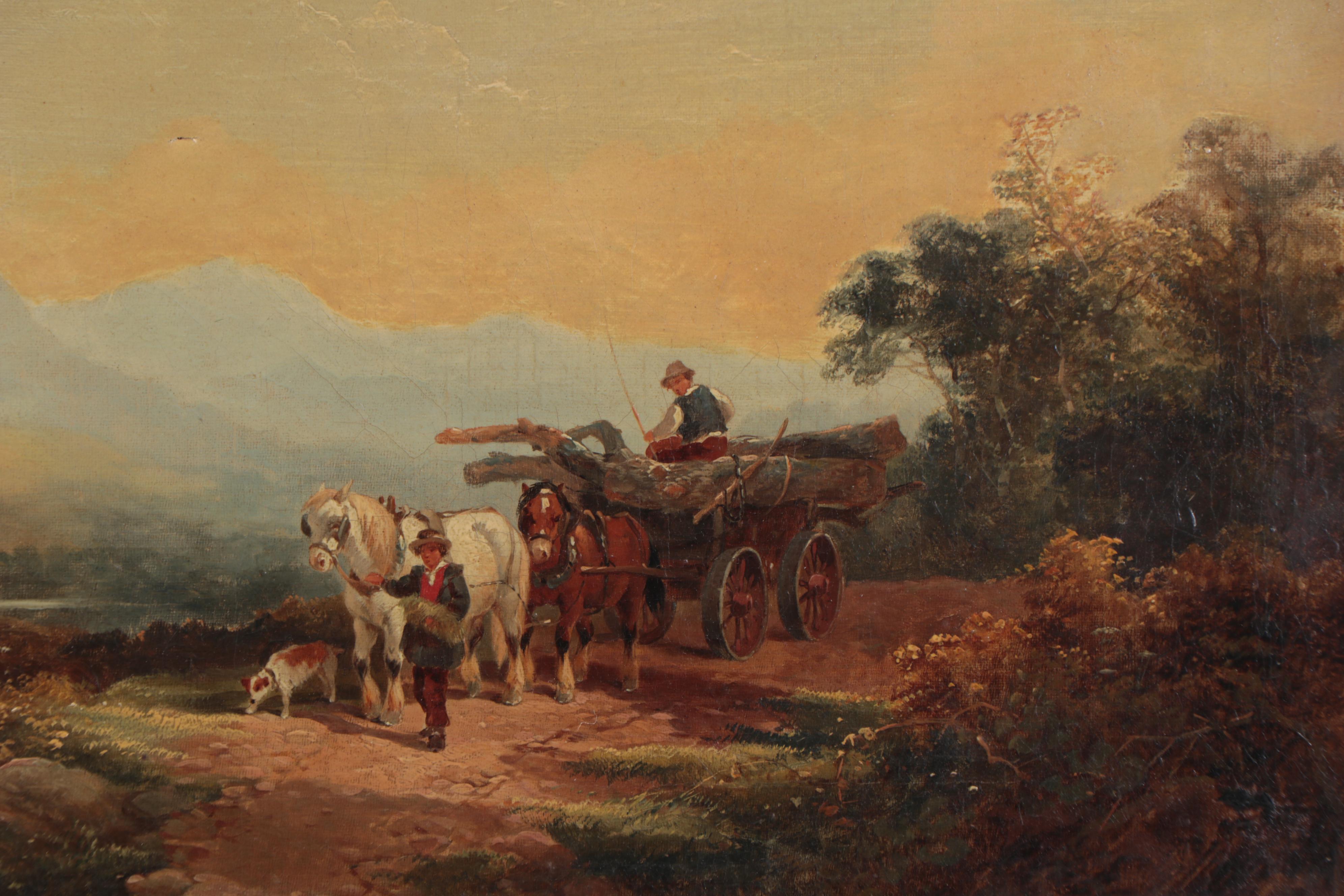 Joseph Horlor Oil Painting "Timber Hauling," Circa 1855 | EBTH