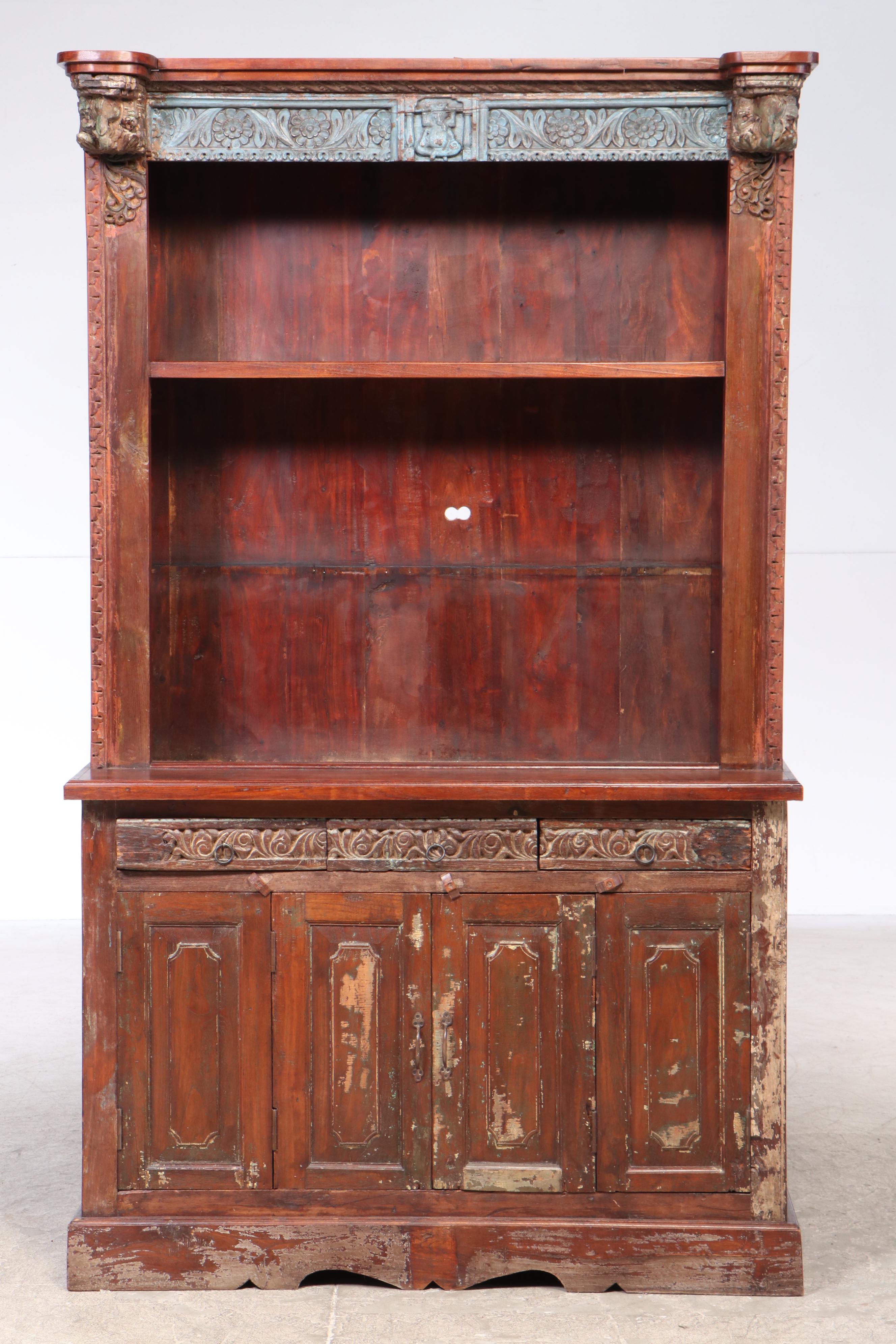East Indian Carved Bookcase Cabinet | EBTH