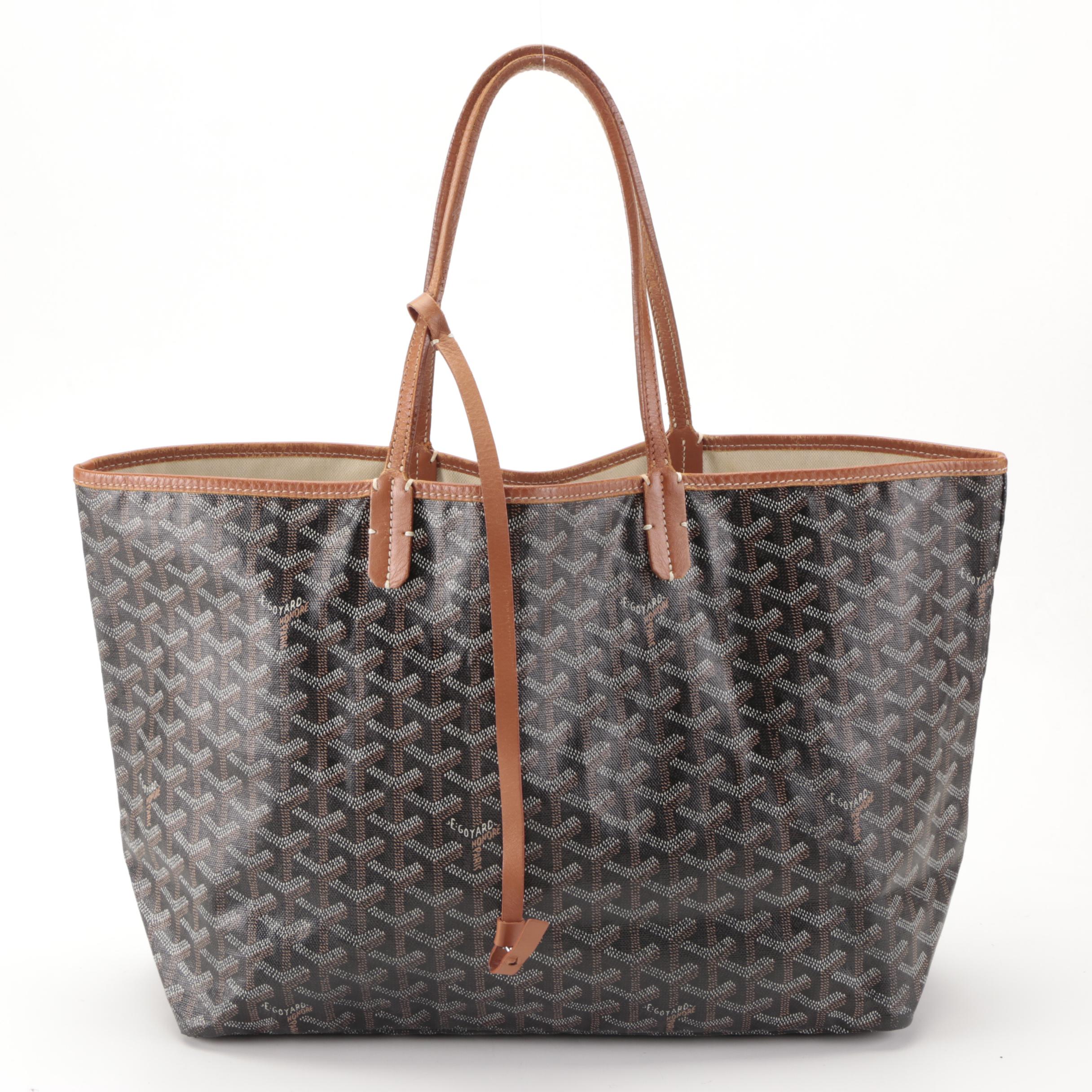 Goyard Saint Louis Tote Bag and Pouch in Goyardine Canvas and Leather ...