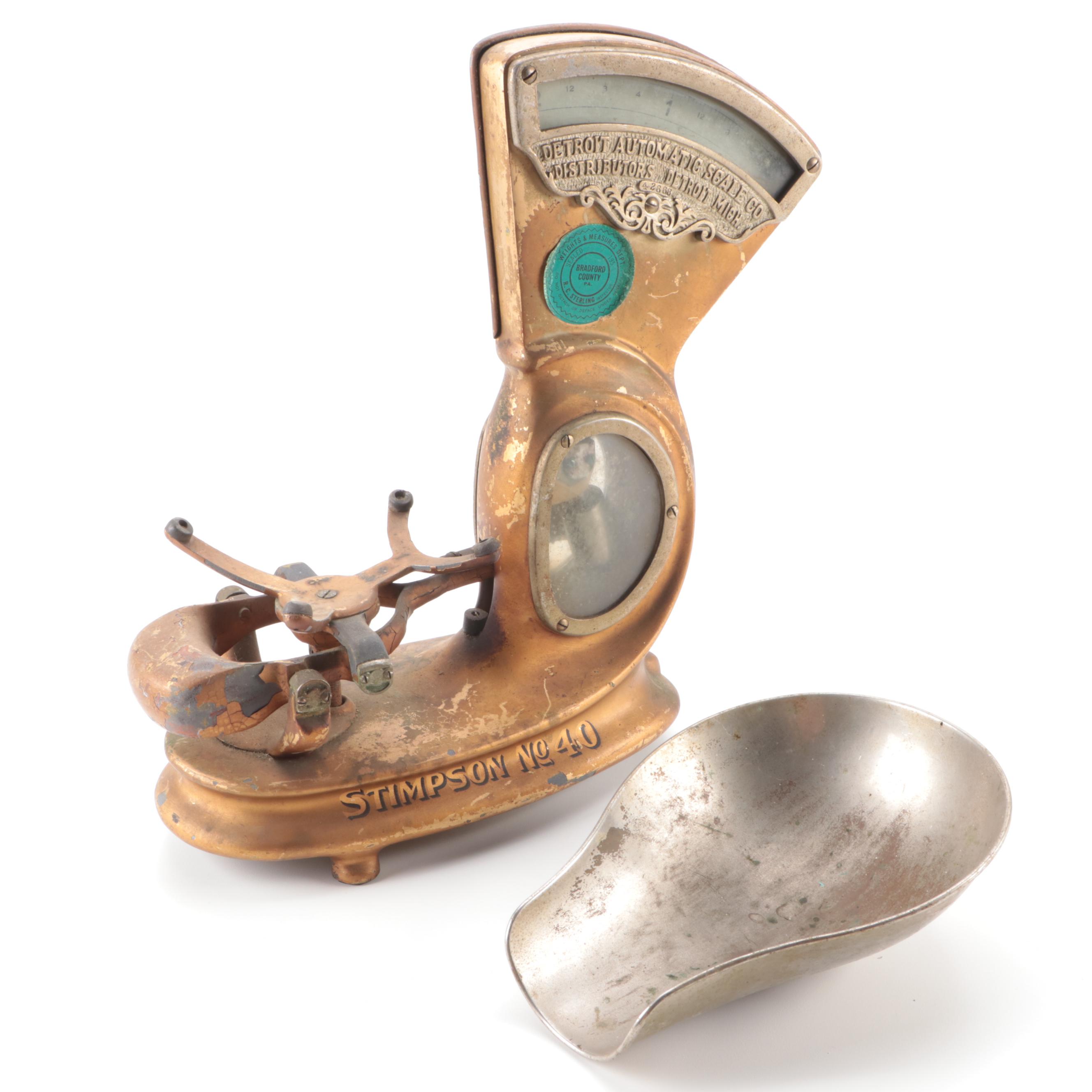 Detroit Automatic Scale Co. Stimpson No. 40 Candy Scale, Early 20th ...