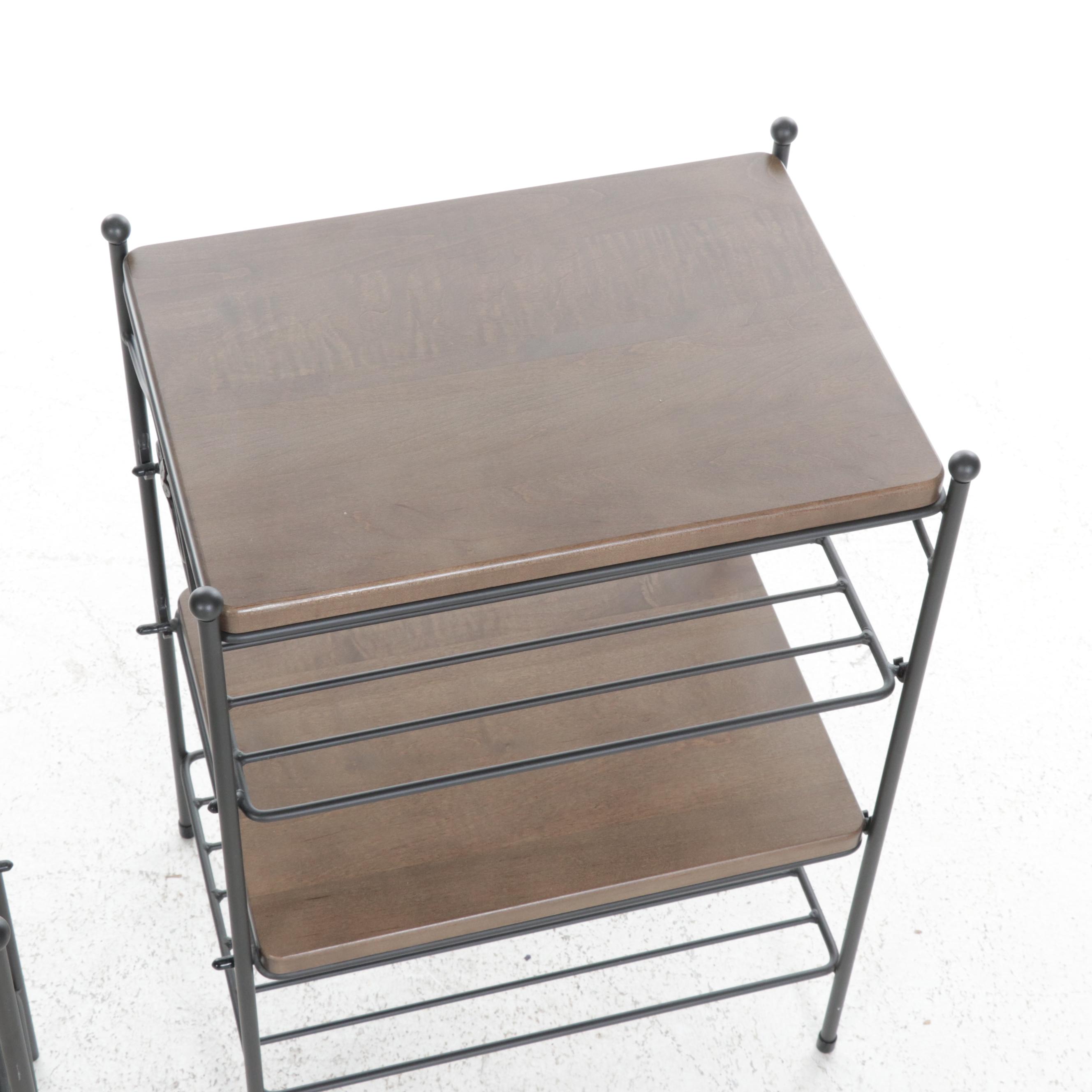 Longaberger Metal and Wood Four-Tier Side Tables, Pair | EBTH