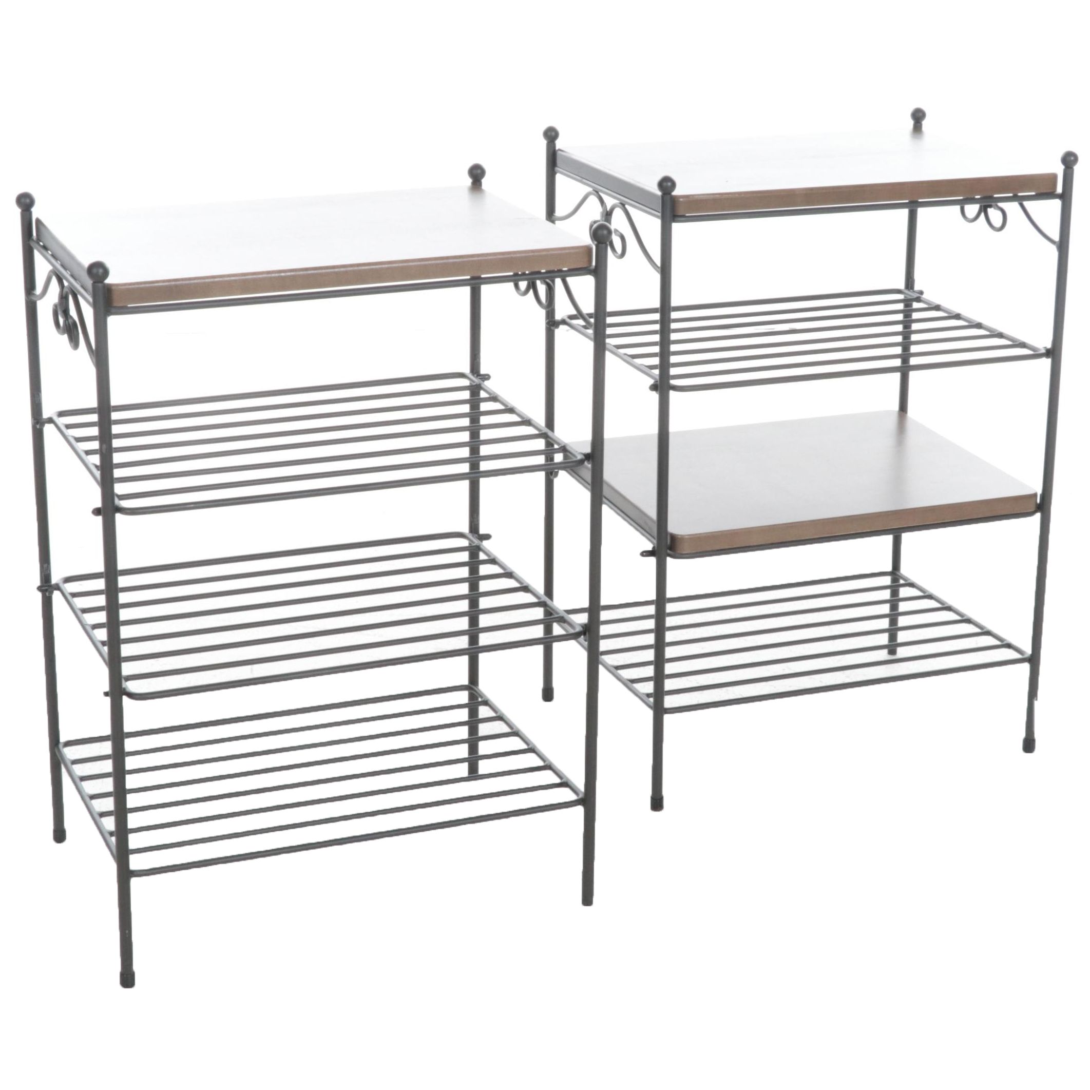 Longaberger Metal and Wood Four-Tier Side Tables, Pair | EBTH