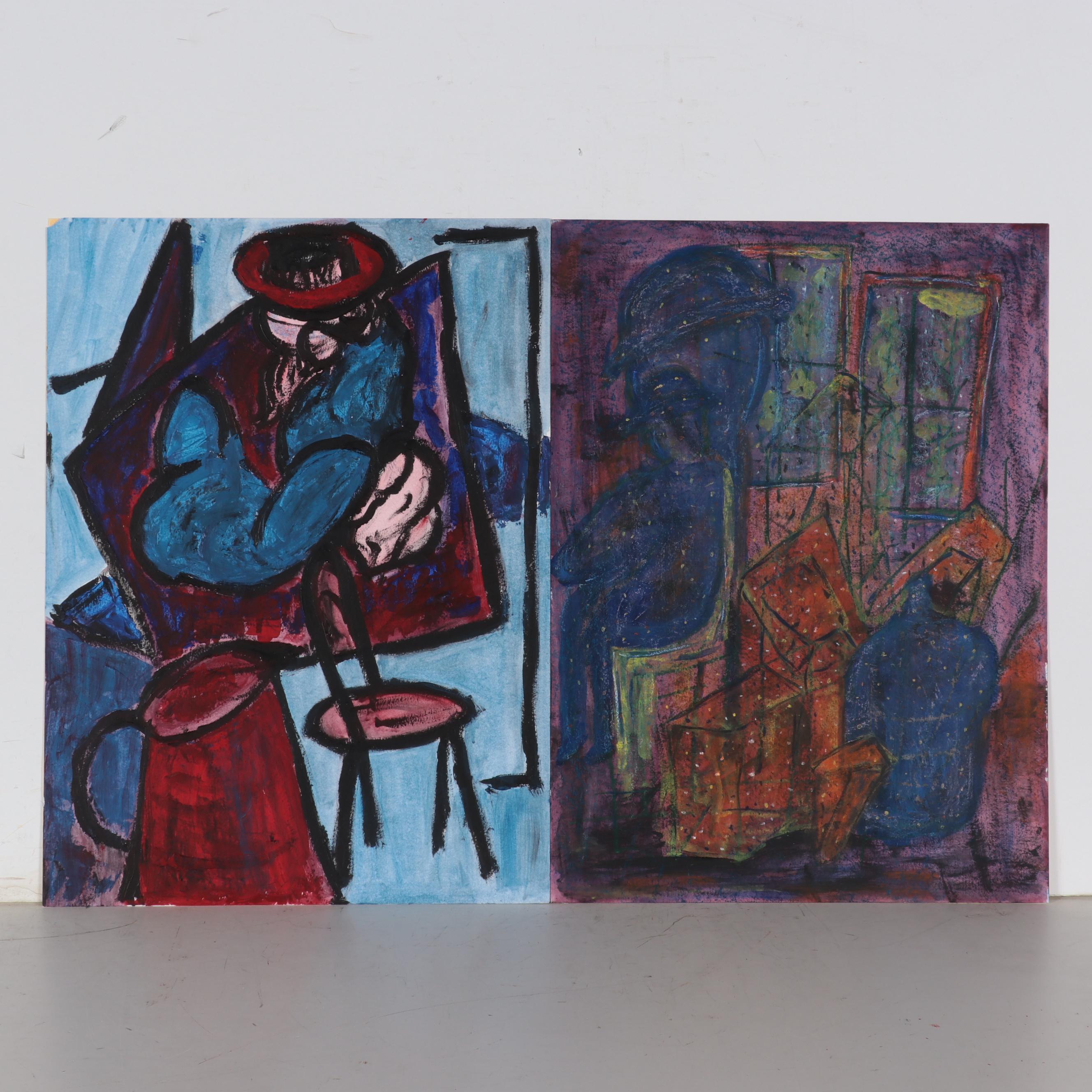 Lois Walker Mixed Media Paintings and Drawings, Circa 1990 | EBTH