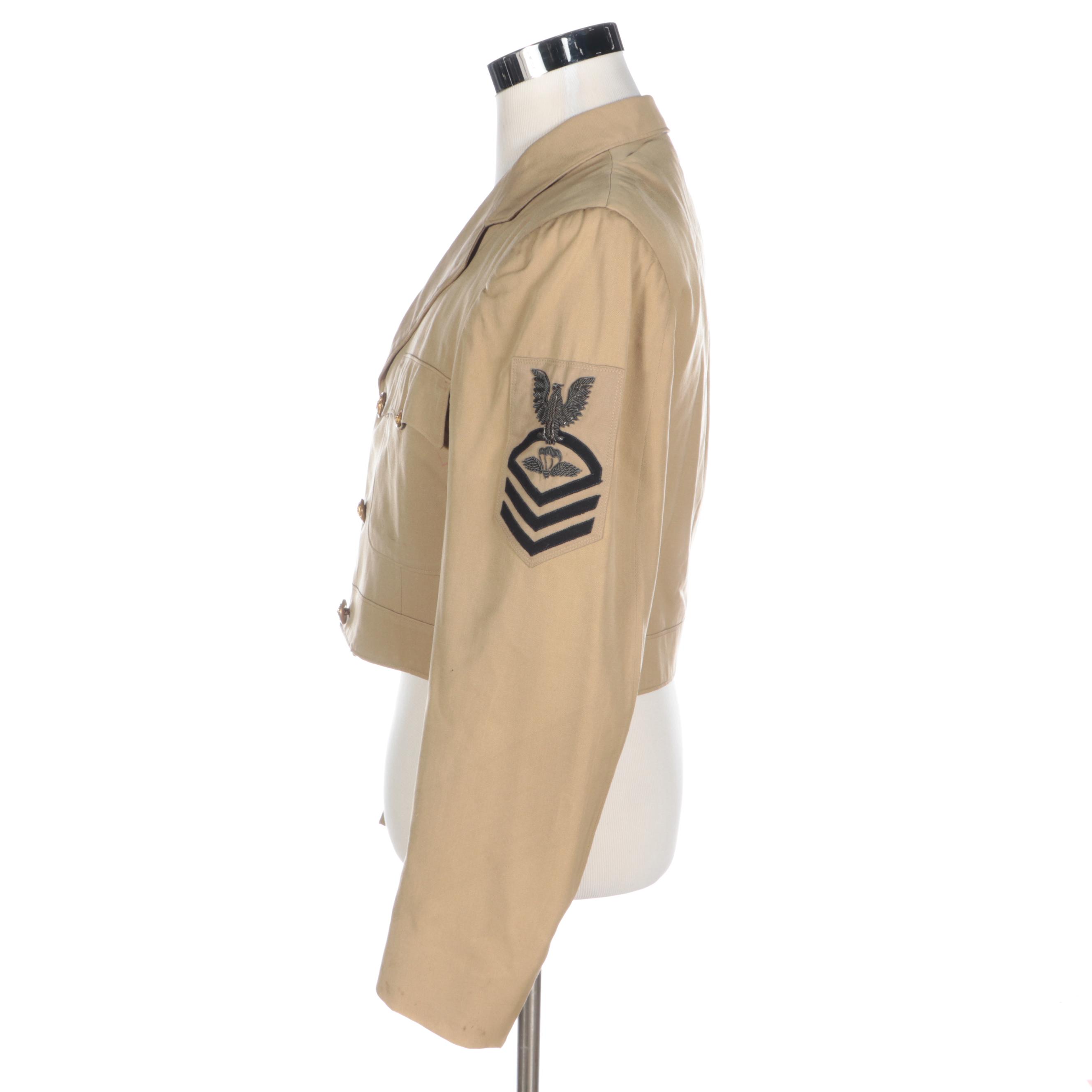 WWII Era U.S. Navy Service Dress Khaki Uniform Jacket with Rank ...