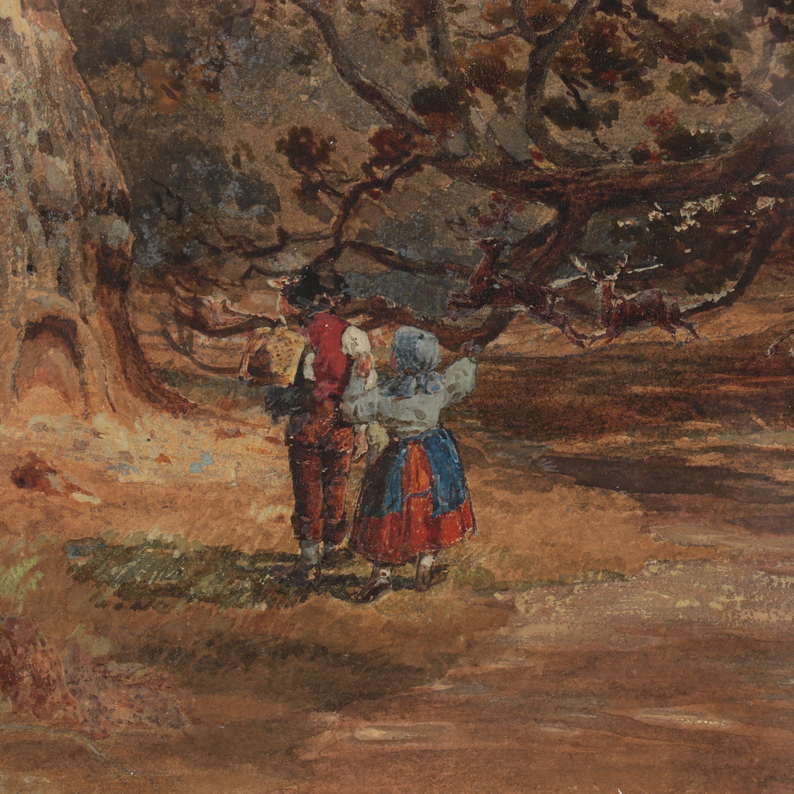 Edmund G. Warren Forest Interior Landscape Watercolor Painting, 1856 | EBTH