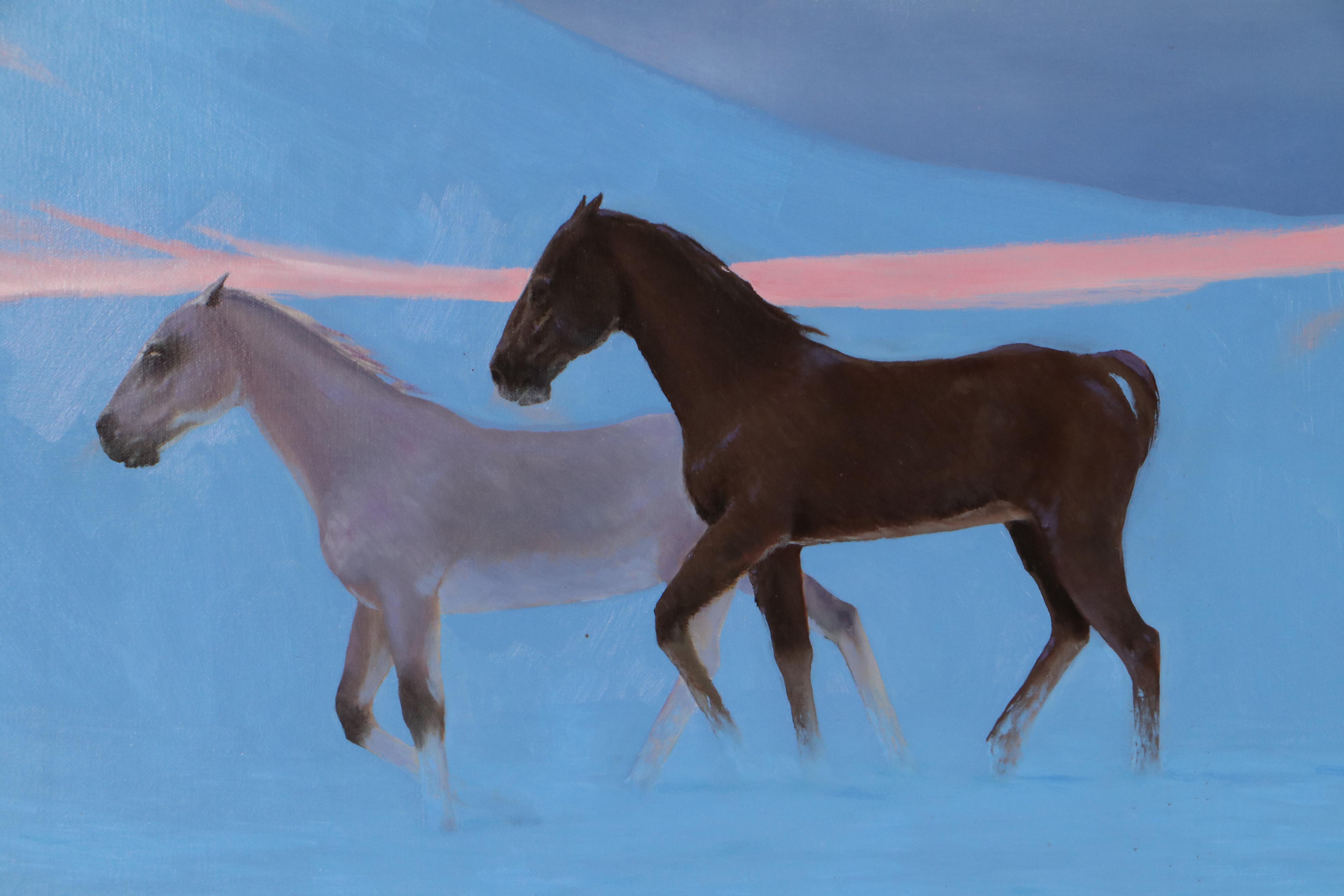 Chebon Barnoski Figural Landscape Oil Painting "Crossing the Divide" | EBTH