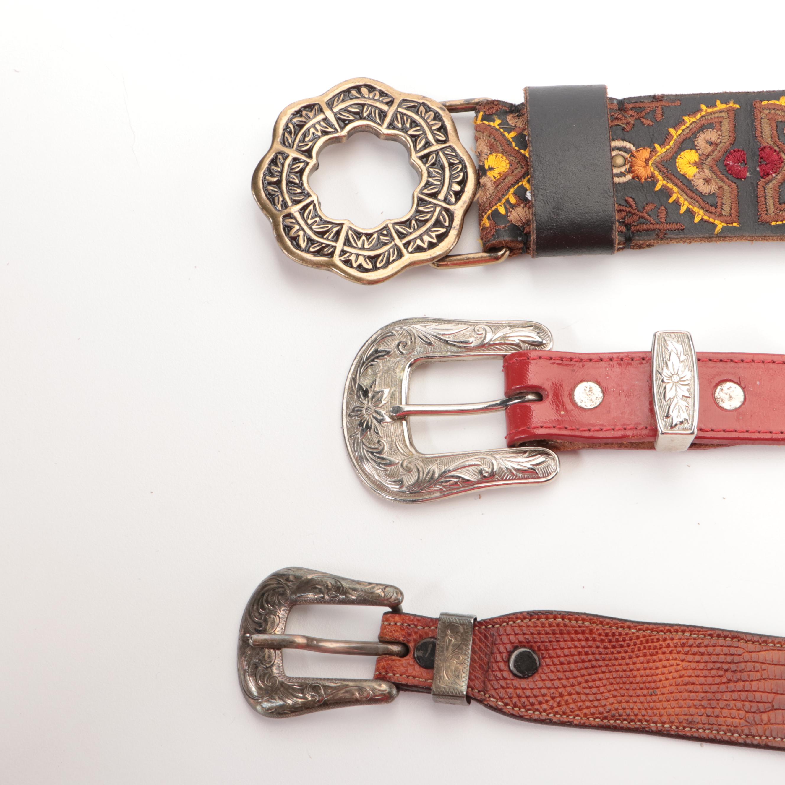 Marks Saddlery Leather Belt with Sterling Silver Buckle Set and Other ...