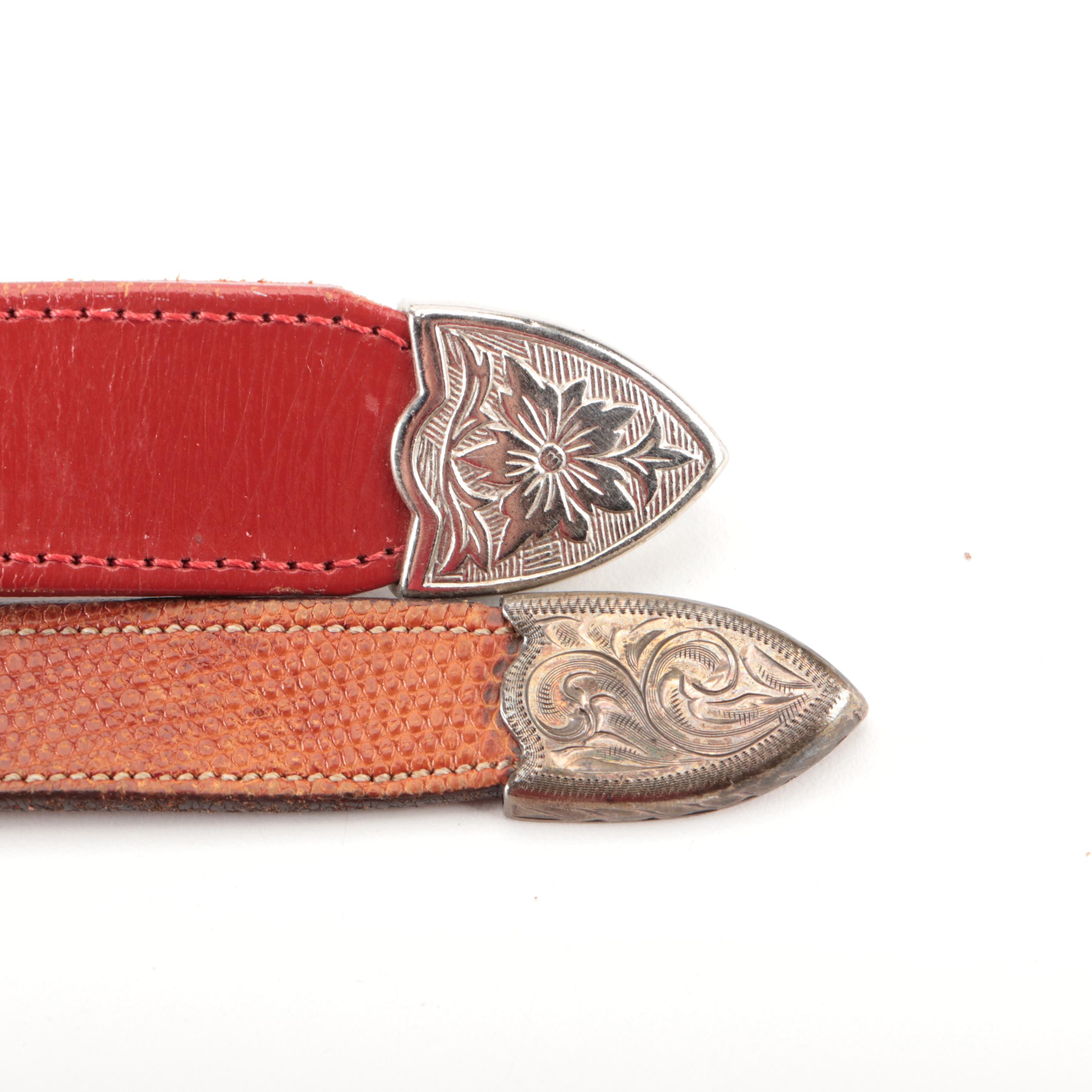 Marks Saddlery Leather Belt with Sterling Silver Buckle Set and Other ...
