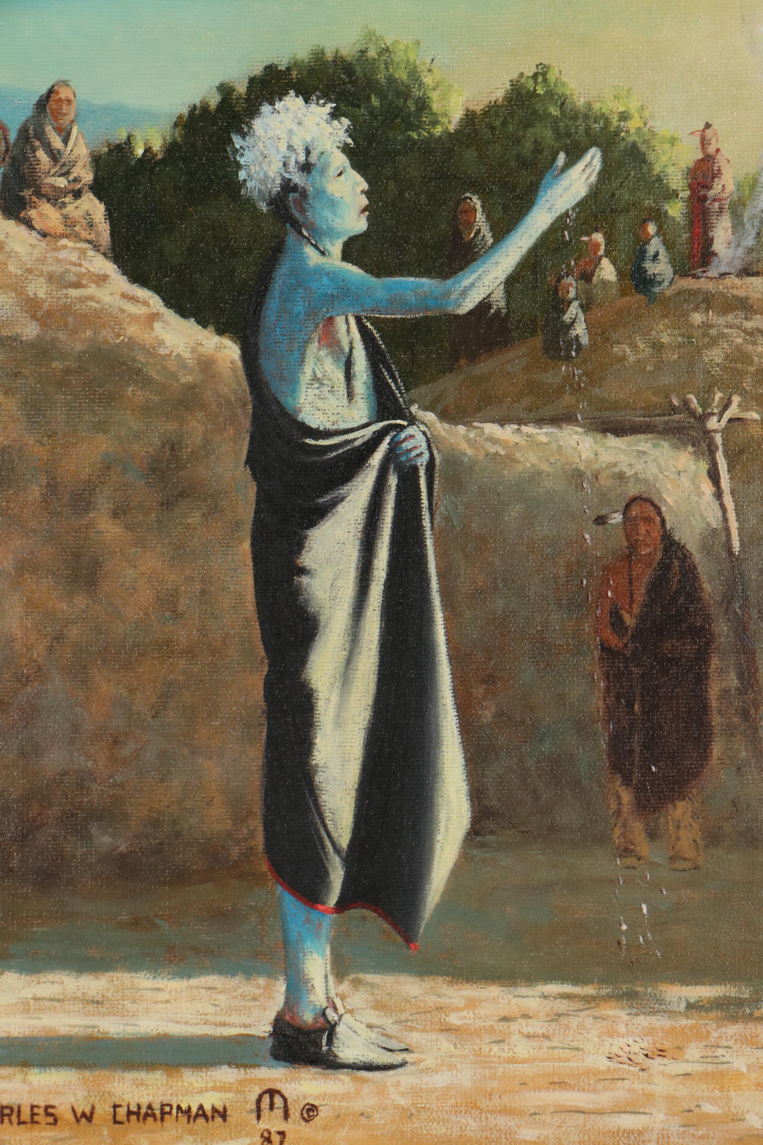 Charles W. Chapman Oil Painting of Native American Ceremony | EBTH