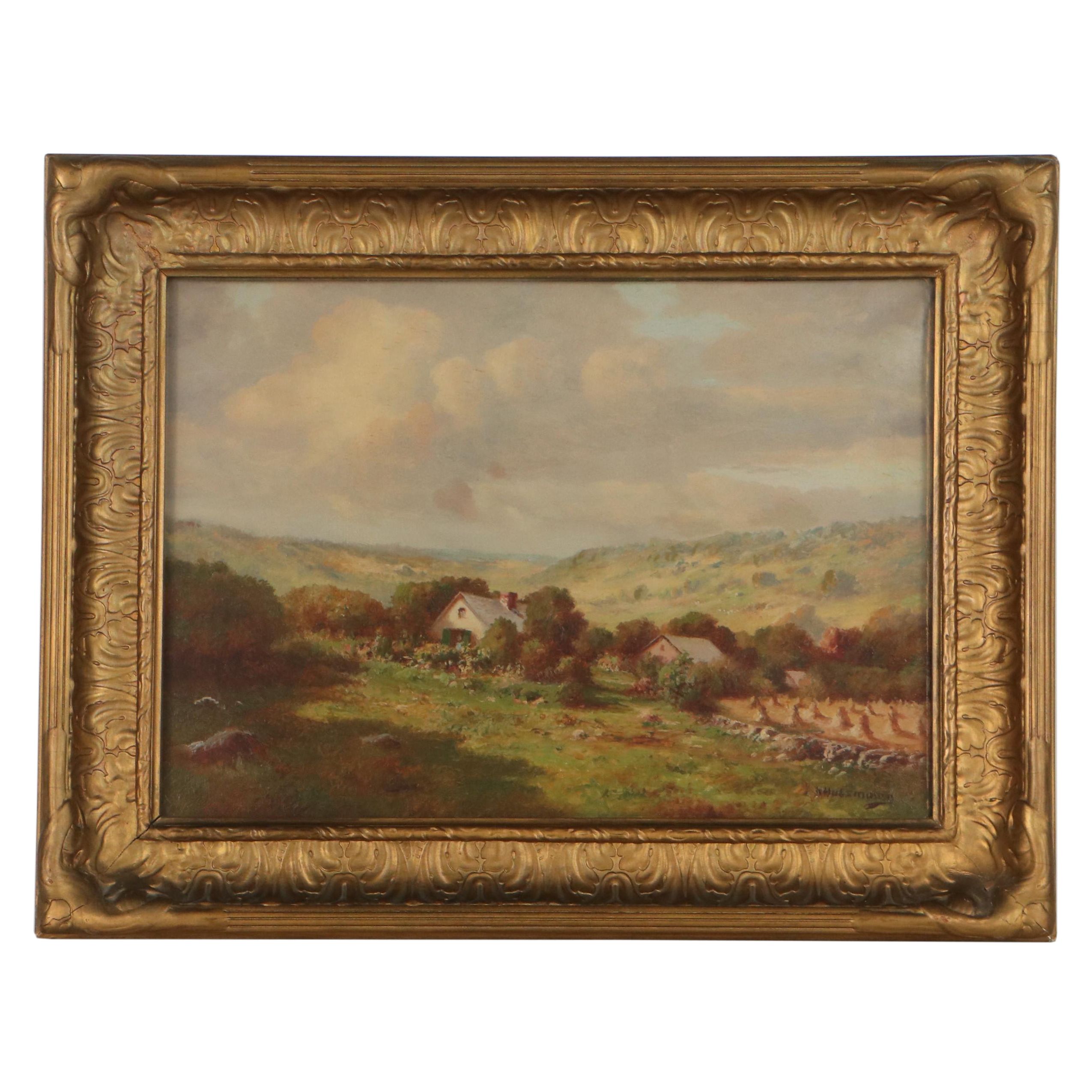 Henry Hulsmann Country Landscape Oil Painting, Early 20th Century | EBTH