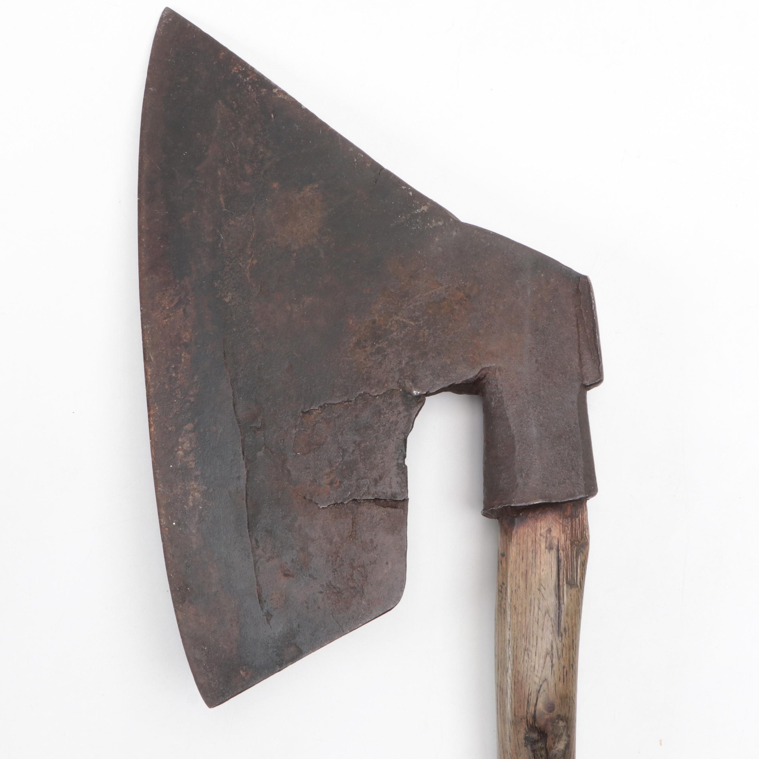 Goosewing Broad Axe with Continental Style Markings, Antique | EBTH