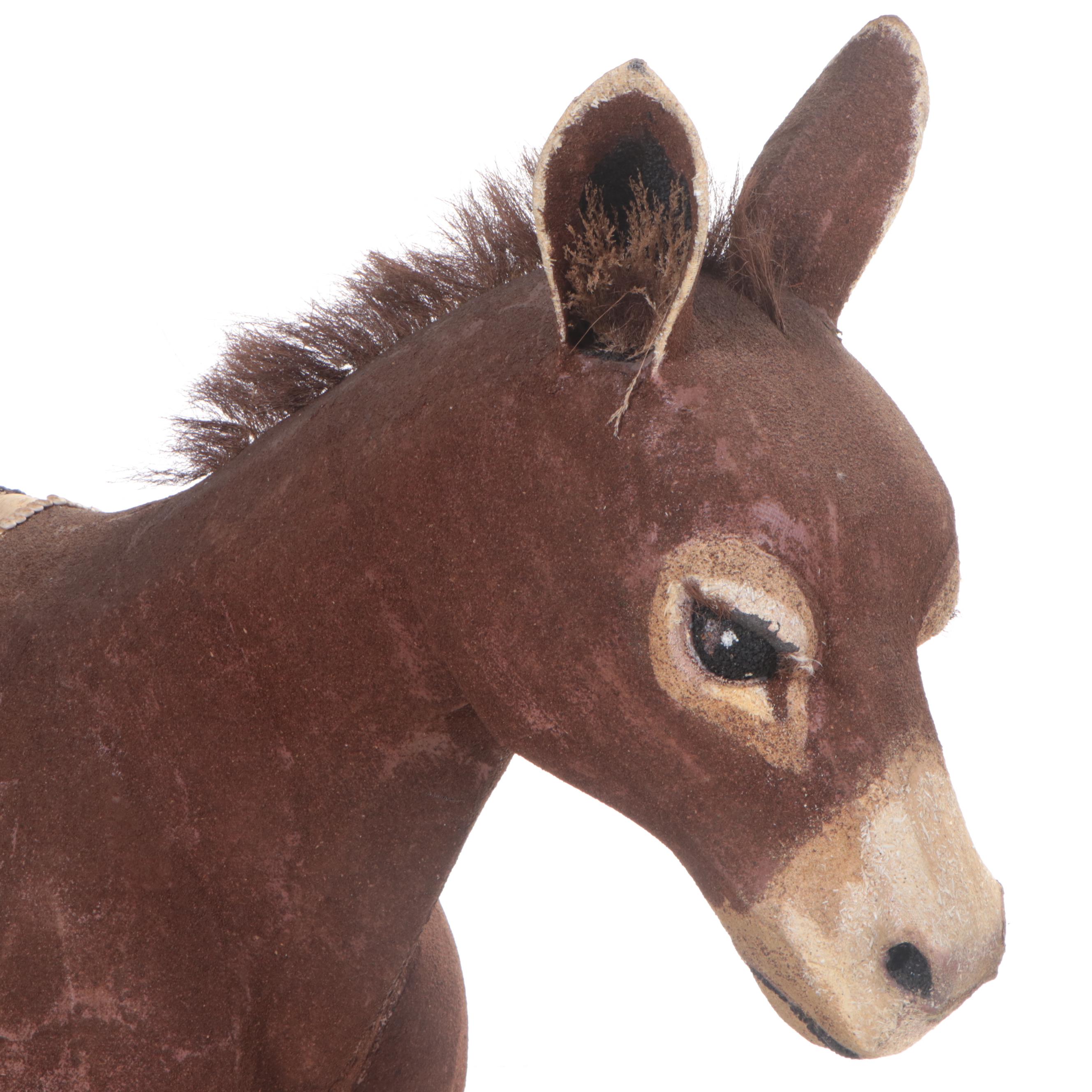 Life-Size Parade Float Burro Festival Figure with Corn Husk Basket | EBTH