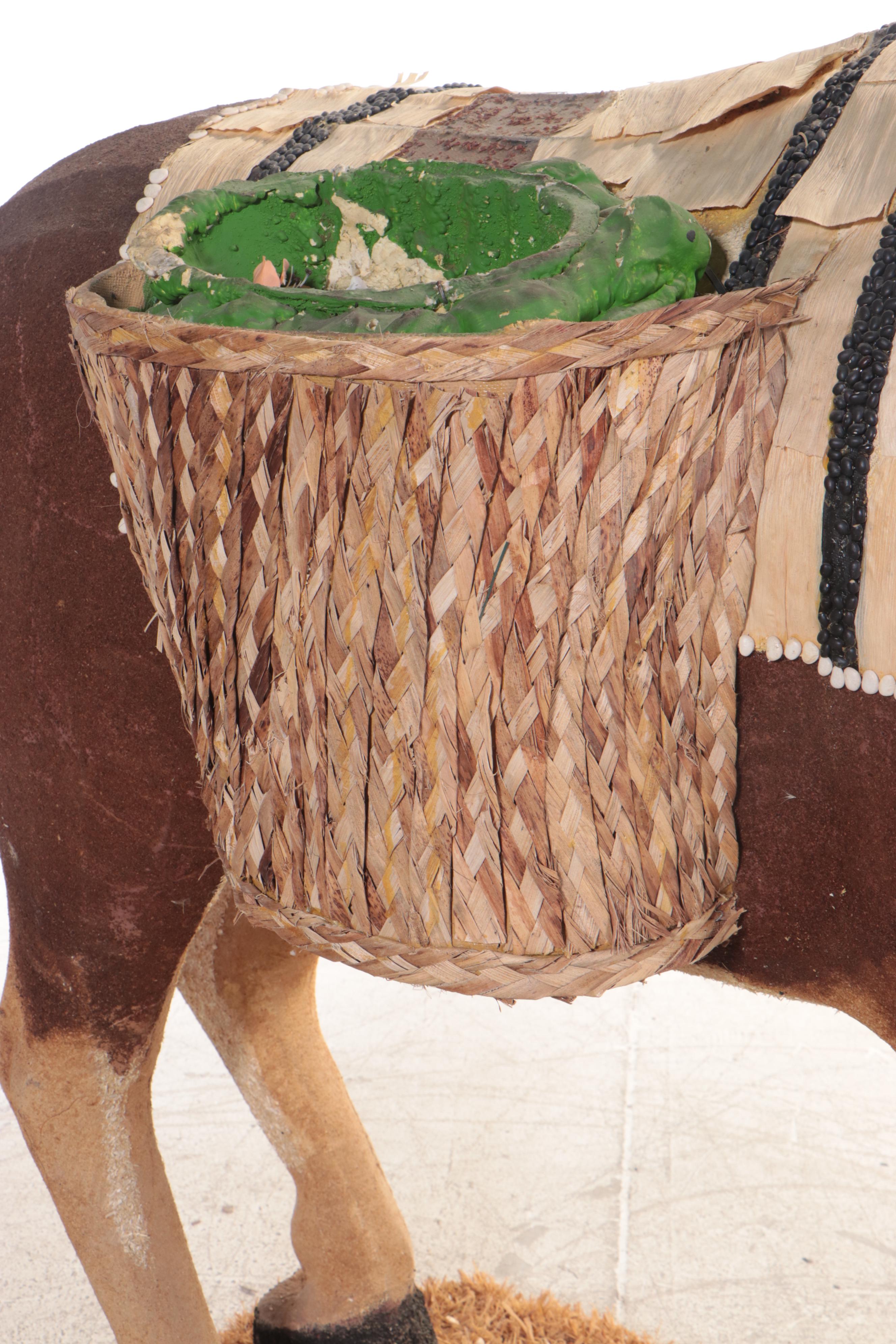 Life-Size Parade Float Burro Festival Figure with Corn Husk Basket | EBTH
