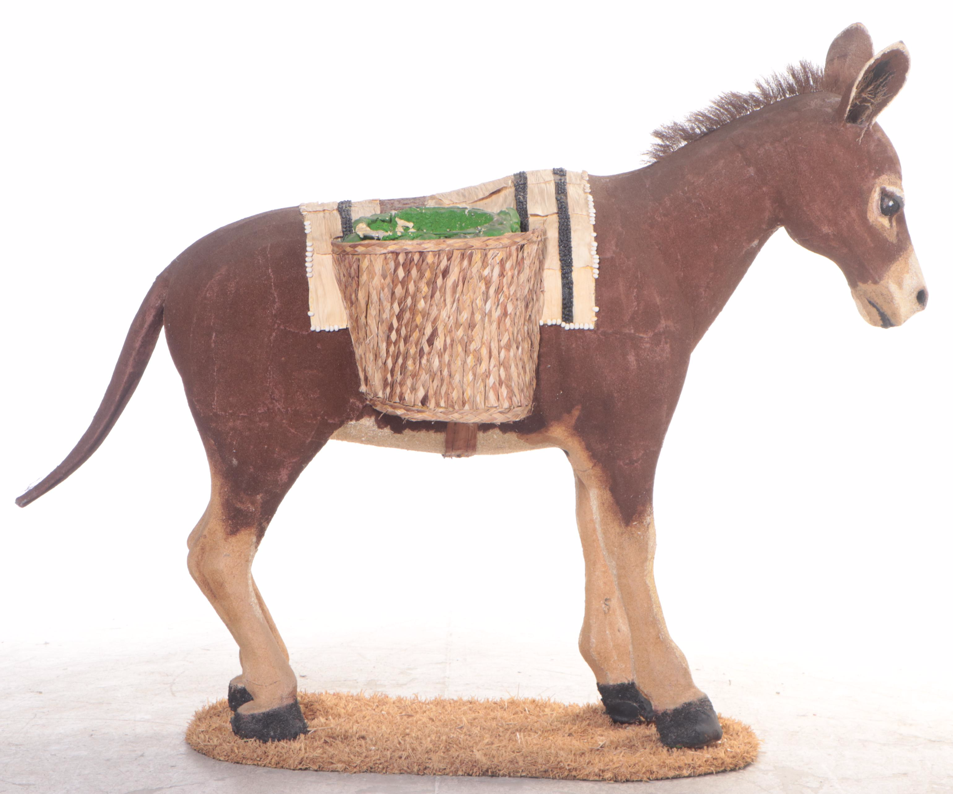 Life-Size Parade Float Burro Festival Figure with Corn Husk Basket | EBTH