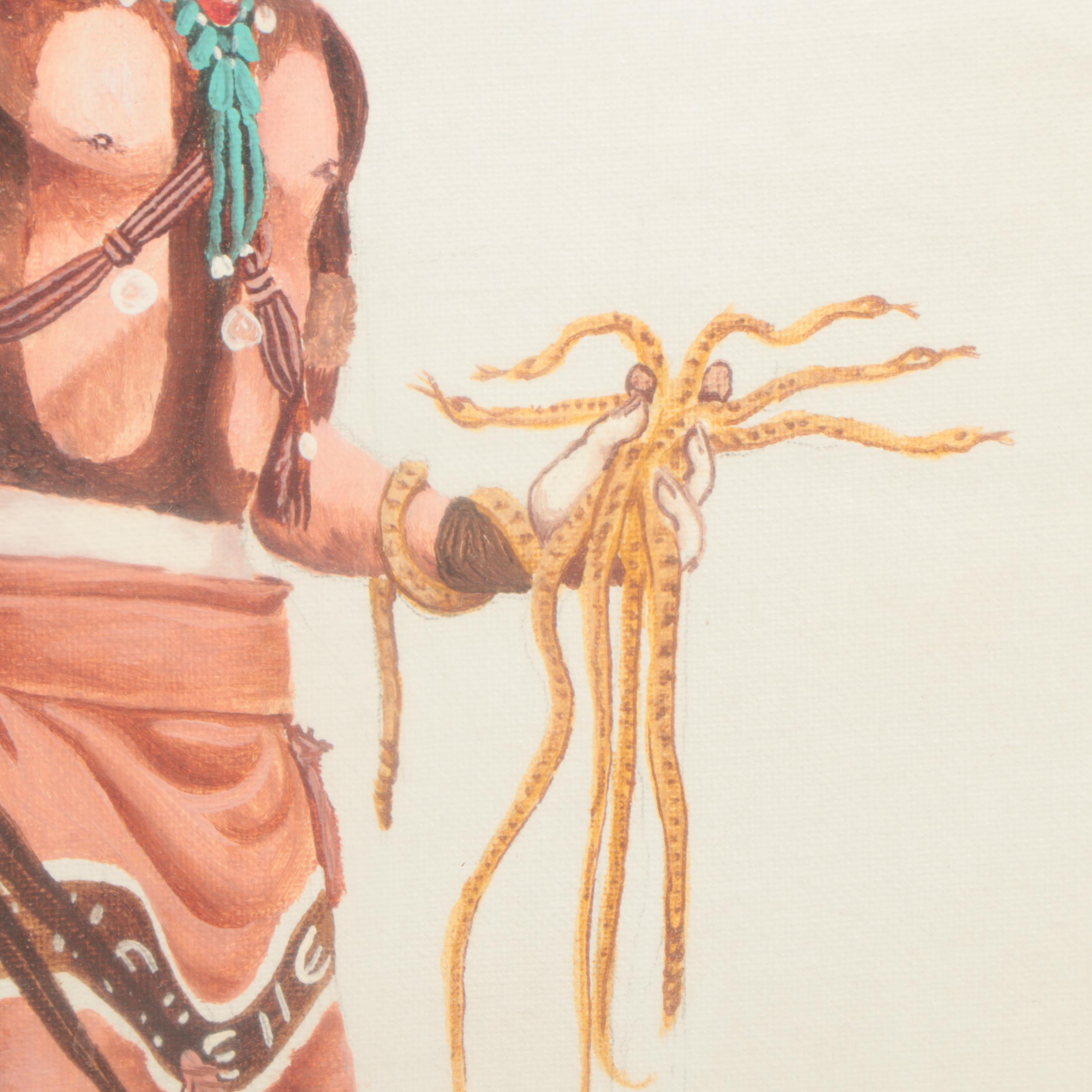Ramson R. Honahnie Acrylic Painting "Hopi Snake Dancer" | EBTH