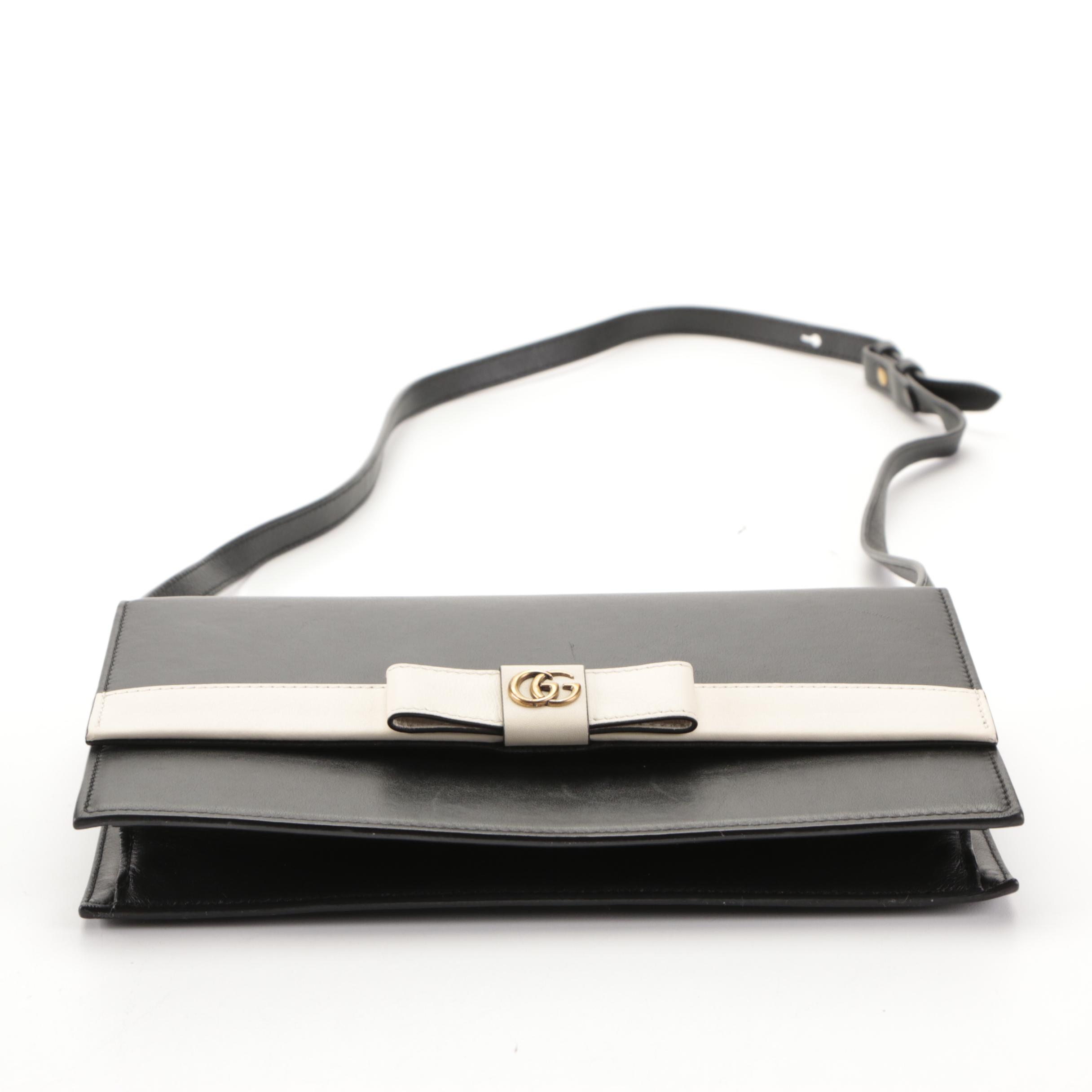 Gucci Japan Exclusive Marmont Bow Flap Shoulder Bag in Black Leather | EBTH