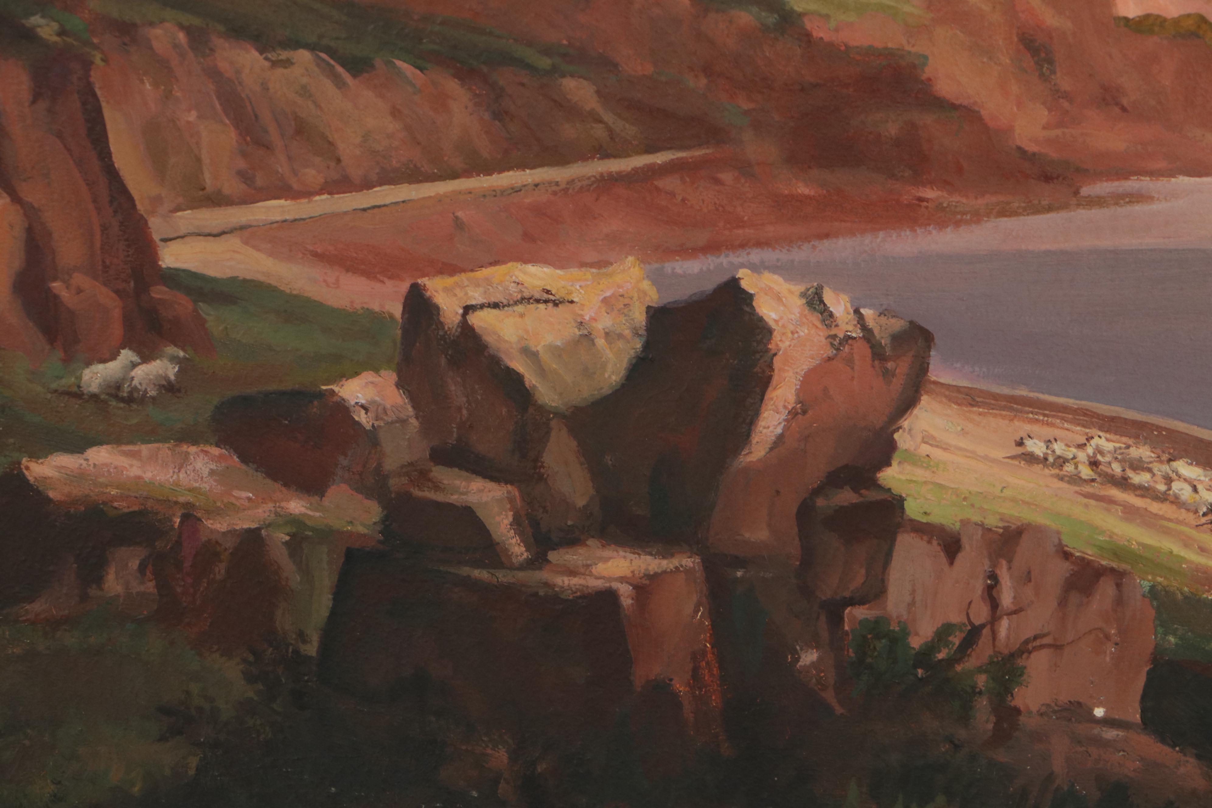 John Henry Willis Landscape Oil Painting "Sunset, Llyn Ogwen, N. Wales ...