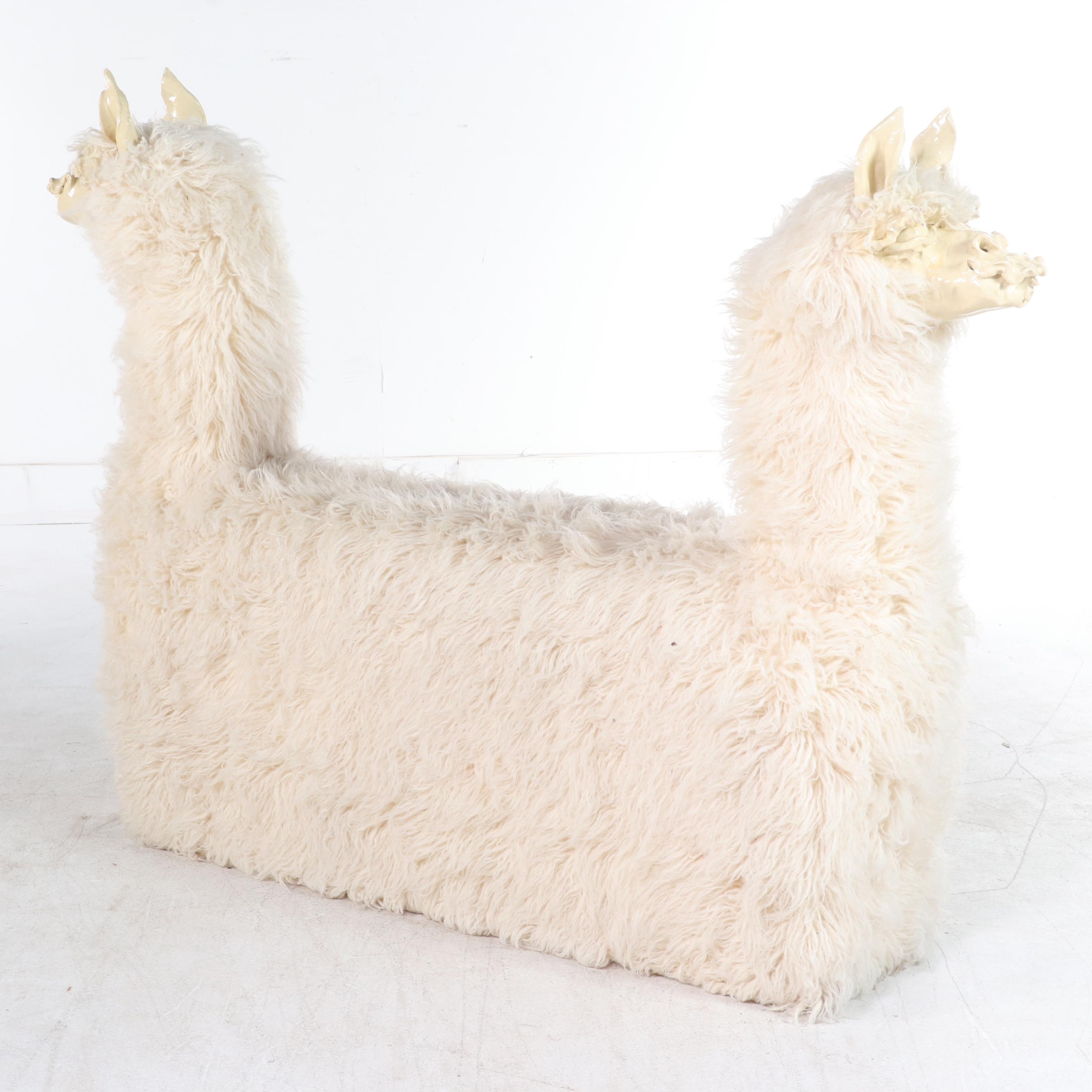 Edna Cataldo Double Llama-Form Bench with Ceramic Faces | EBTH