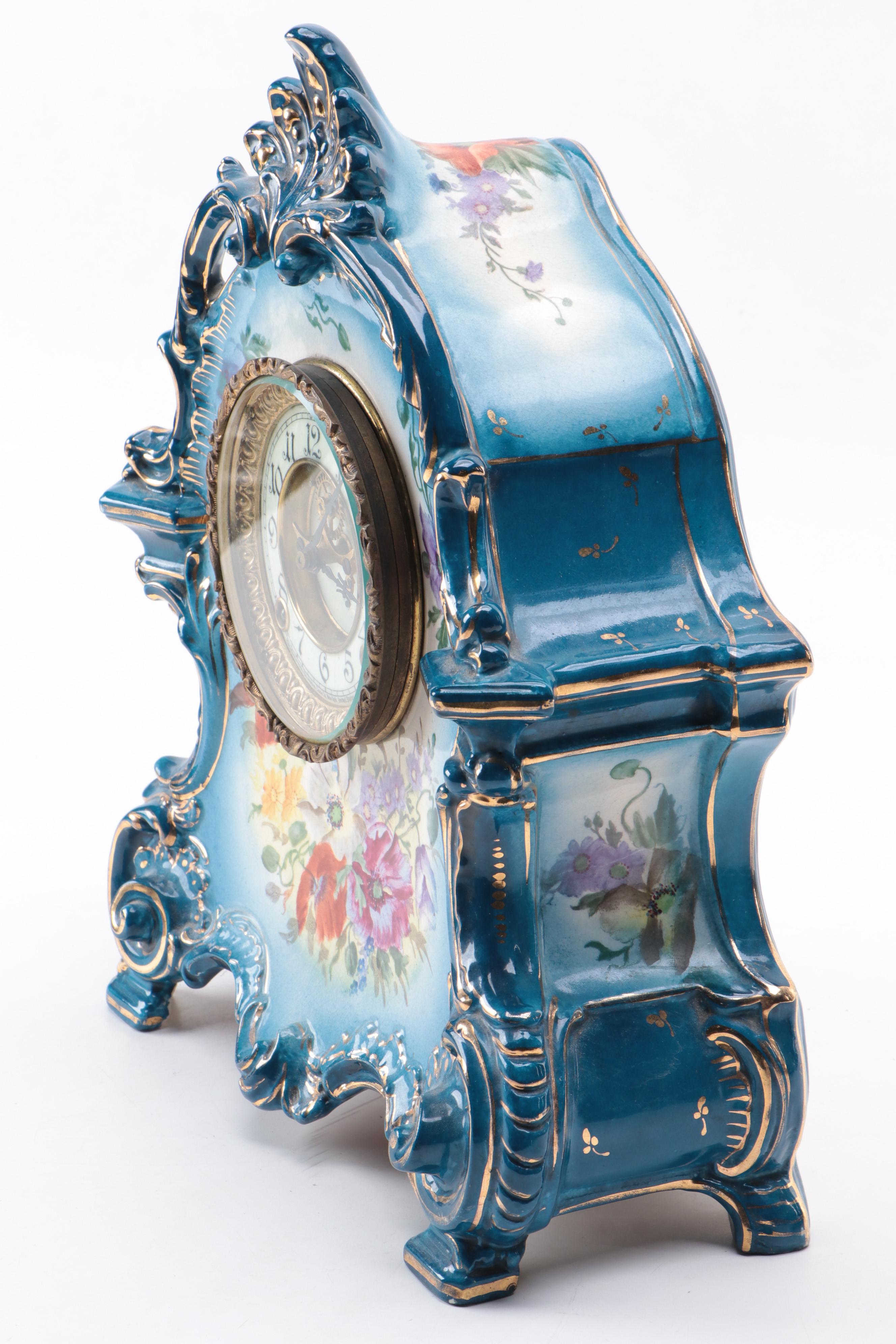 Royal Bonn "La Bretagne" and Ansonia Porcelain Mantel Clock | EBTH