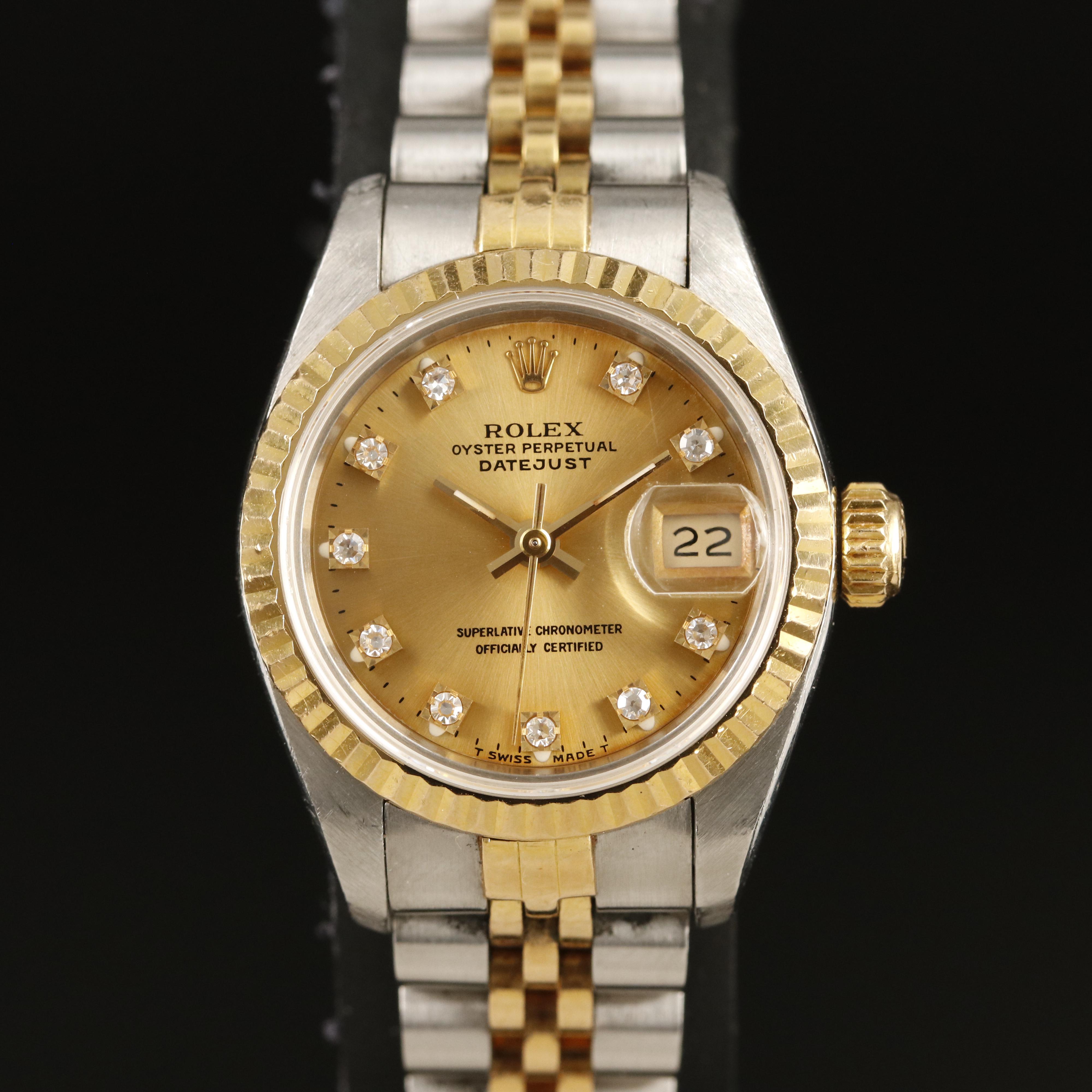 1990 Rolex Factory Diamond Dial Datejust Wristwatch | EBTH