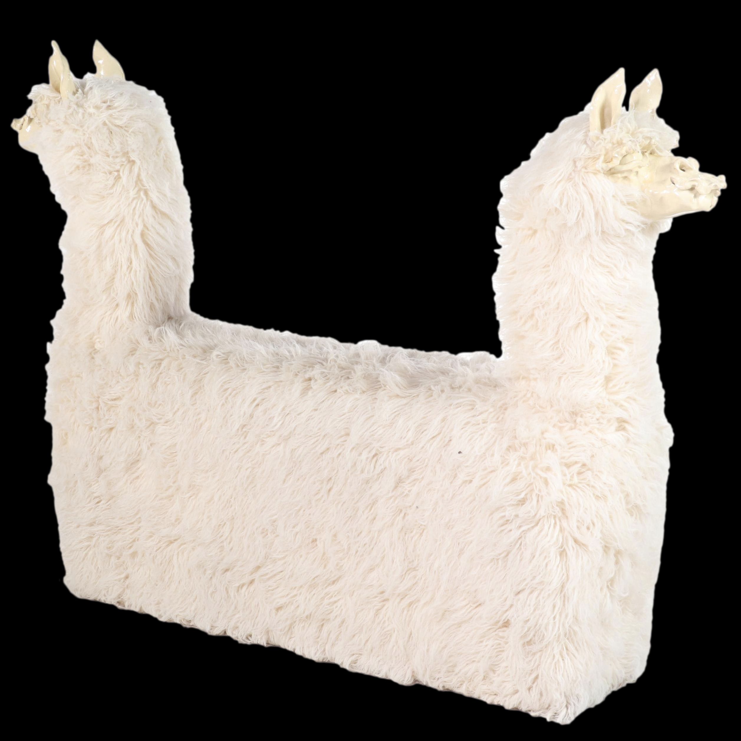 Edna Cataldo Double Llama-Form Bench with Ceramic Faces | EBTH