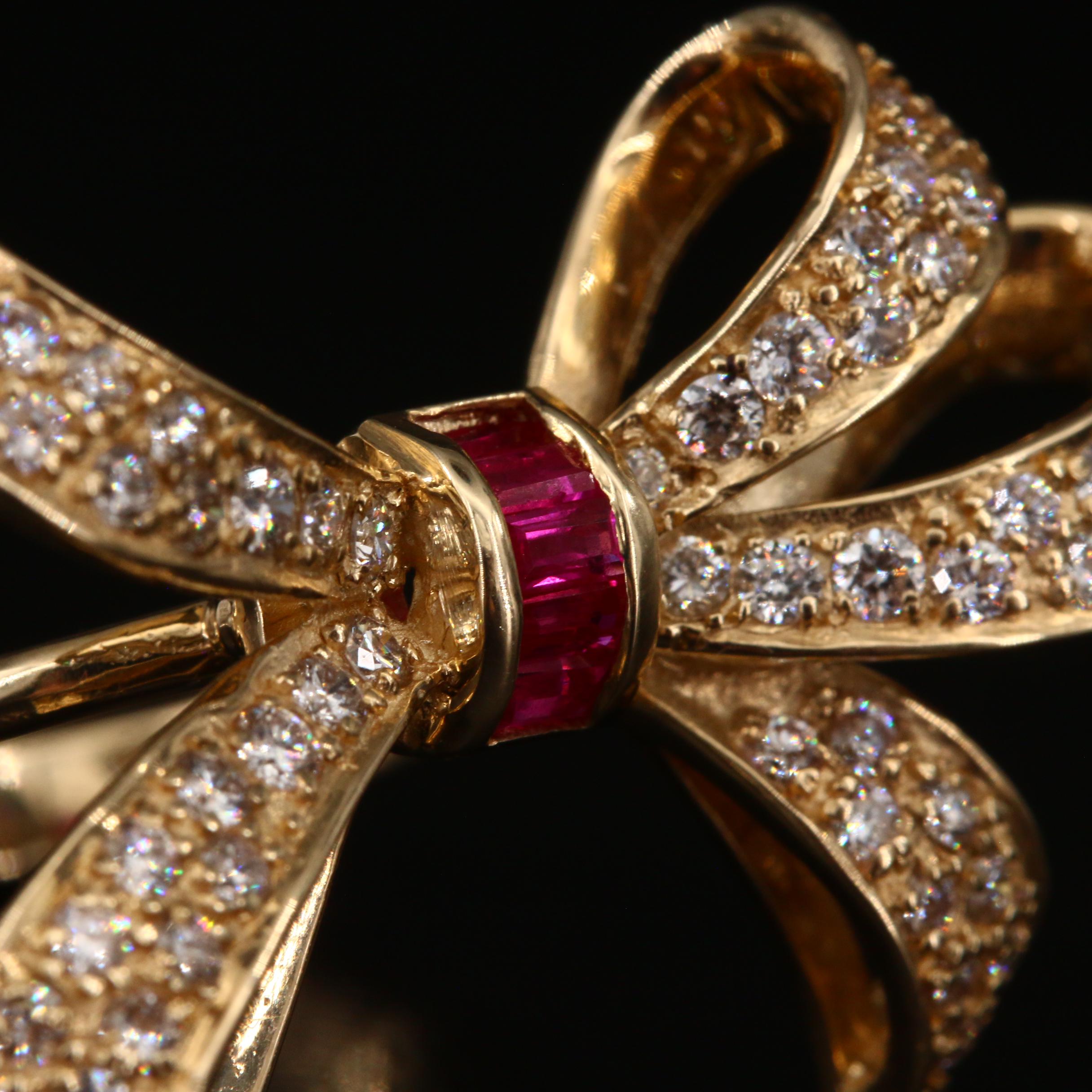 EFFY 14K Diamond and Ruby Ribbon Ring | EBTH