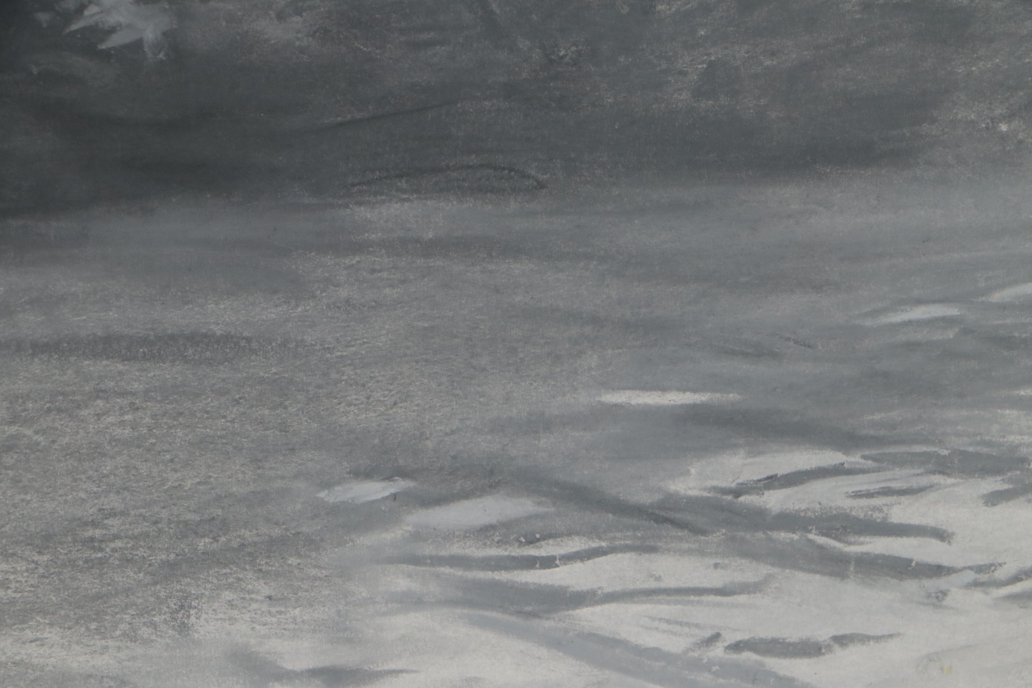 David Mueller Grisaille Landscape Pastel Drawing | EBTH