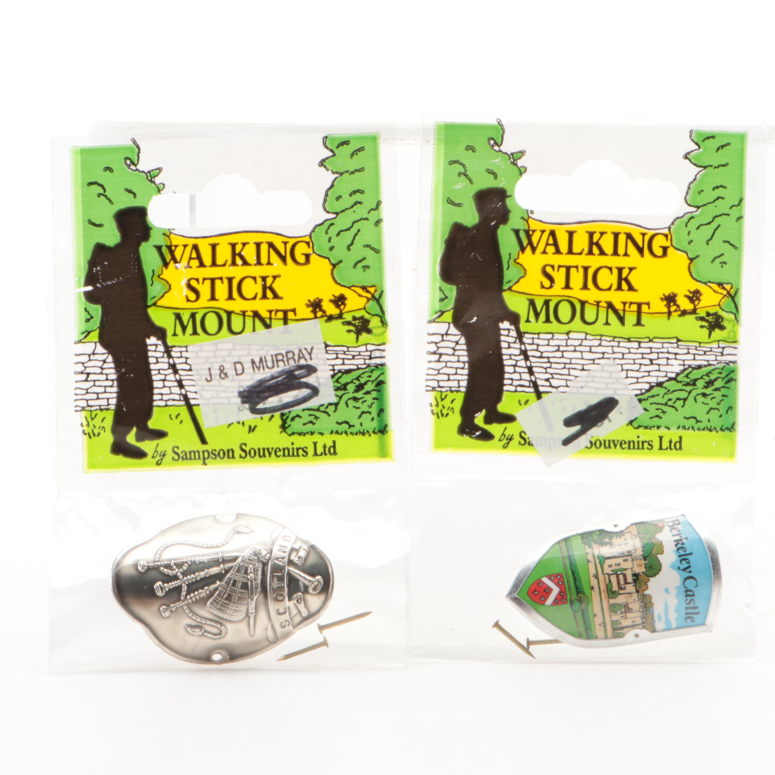 Sampson Souvenirs Brass and Metal Walking Stick Mount Medallions and ...