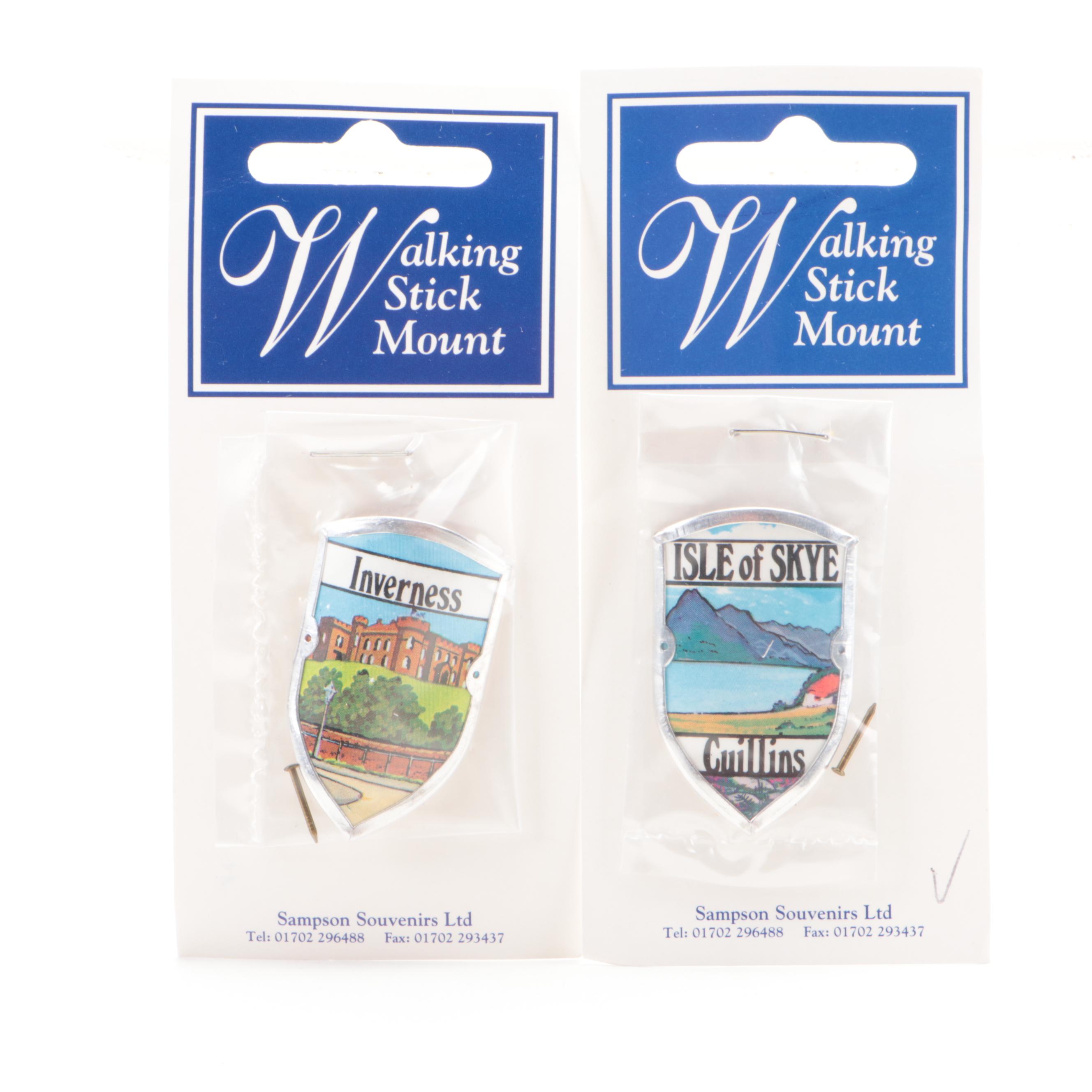 Sampson Souvenirs Brass and Metal Walking Stick Mount Medallions and ...