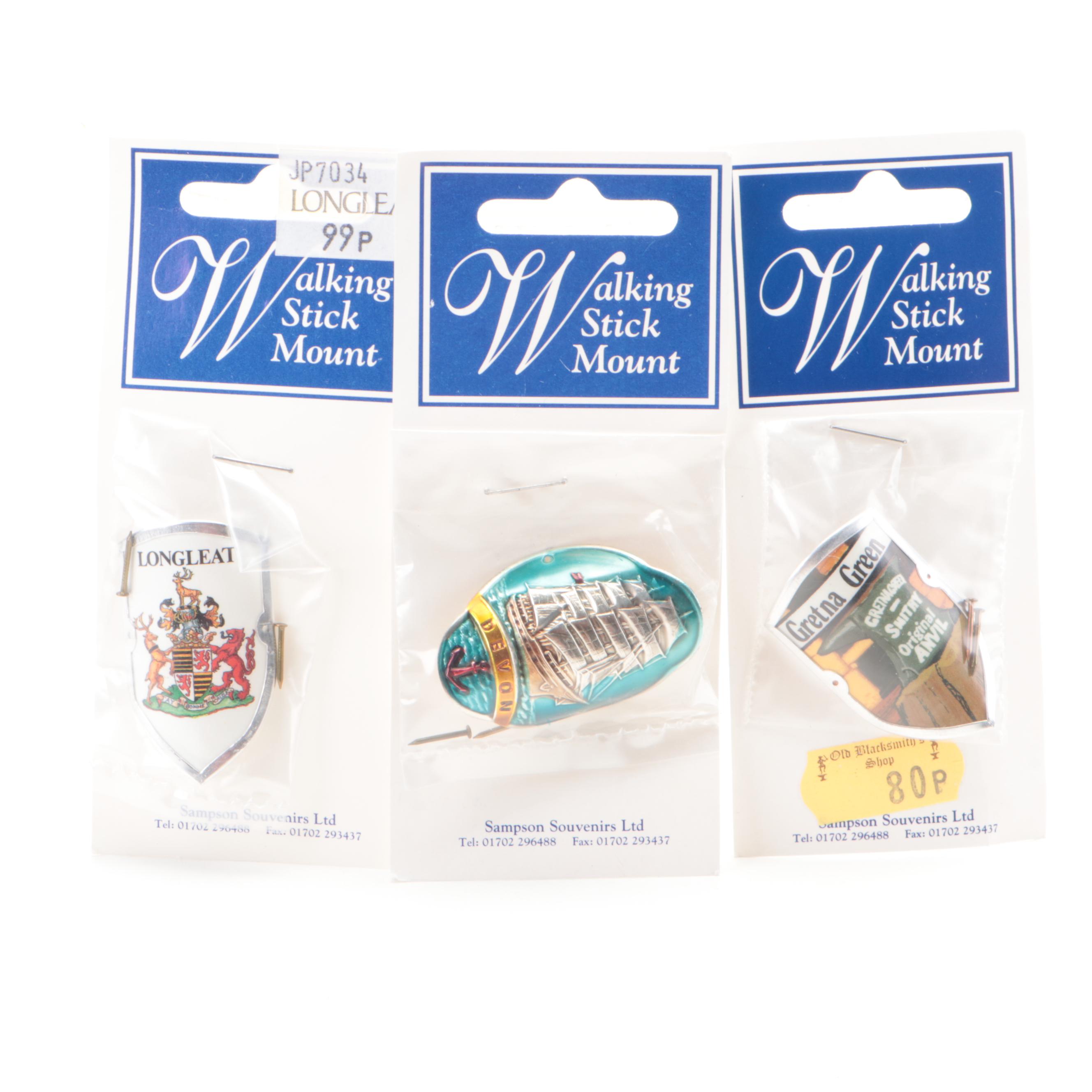 Sampson Souvenirs Brass and Metal Walking Stick Mount Medallions and ...