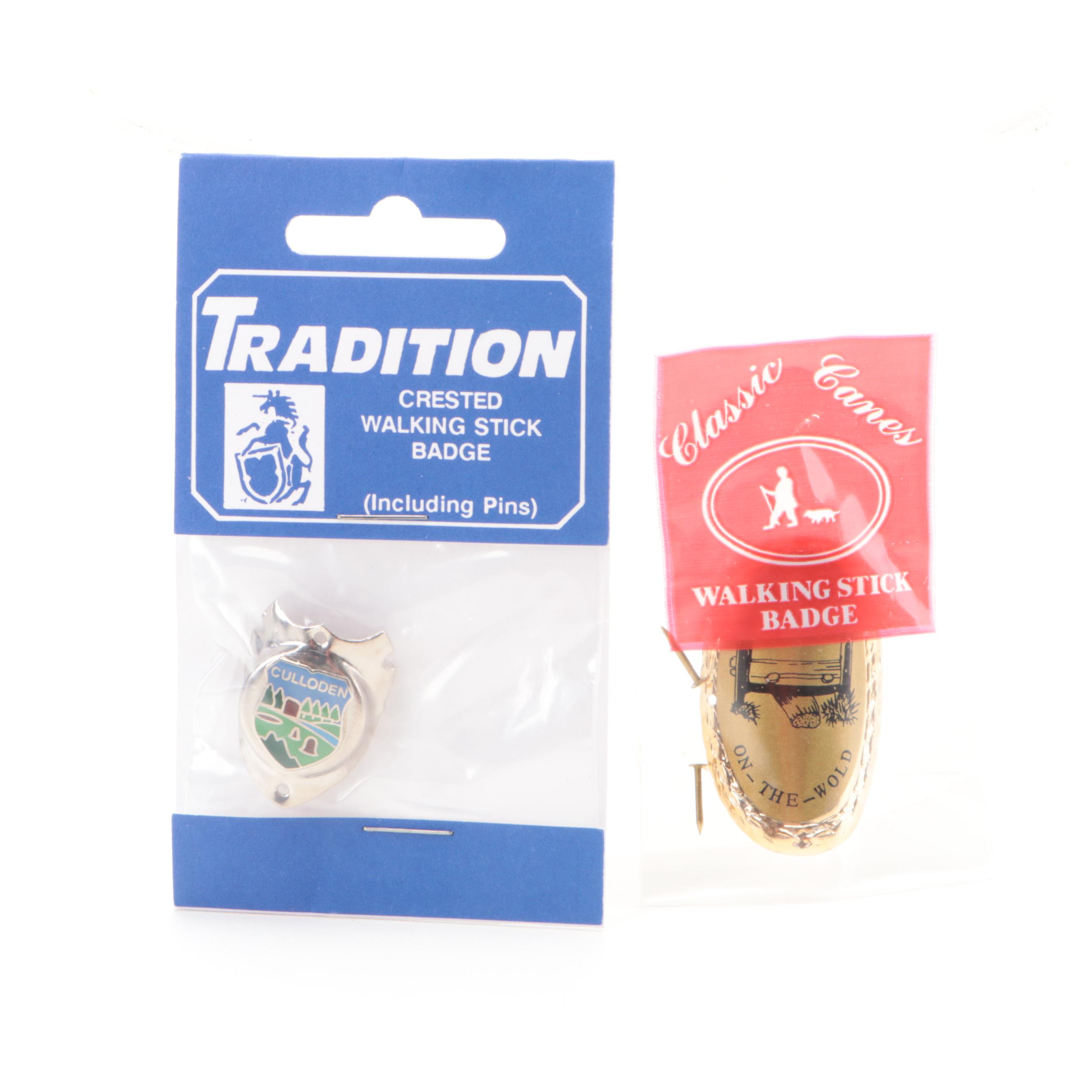 Sampson Souvenirs Brass and Metal Walking Stick Mount Medallions and ...