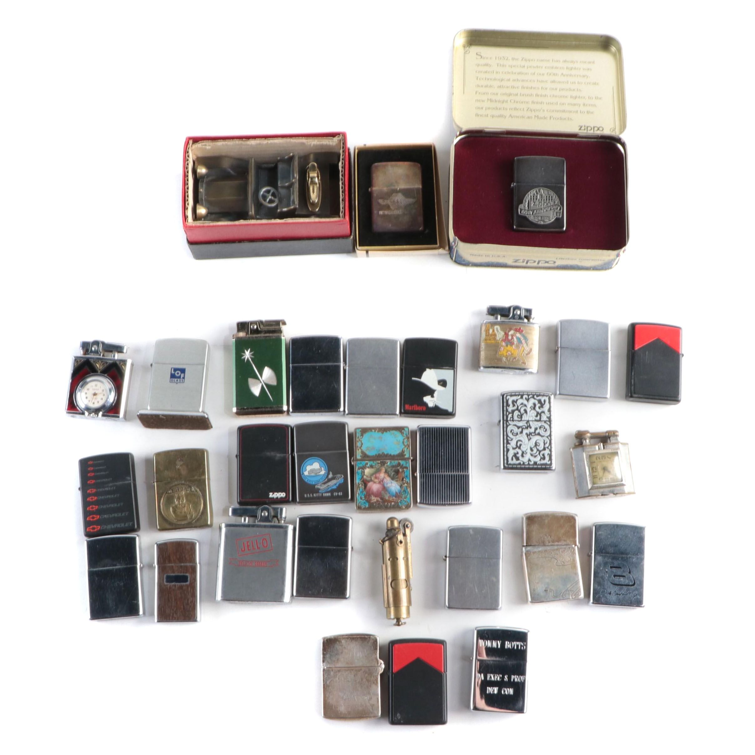 Buick Cast Car Table Lighter with Assorted Zippo and Other Lighters ...