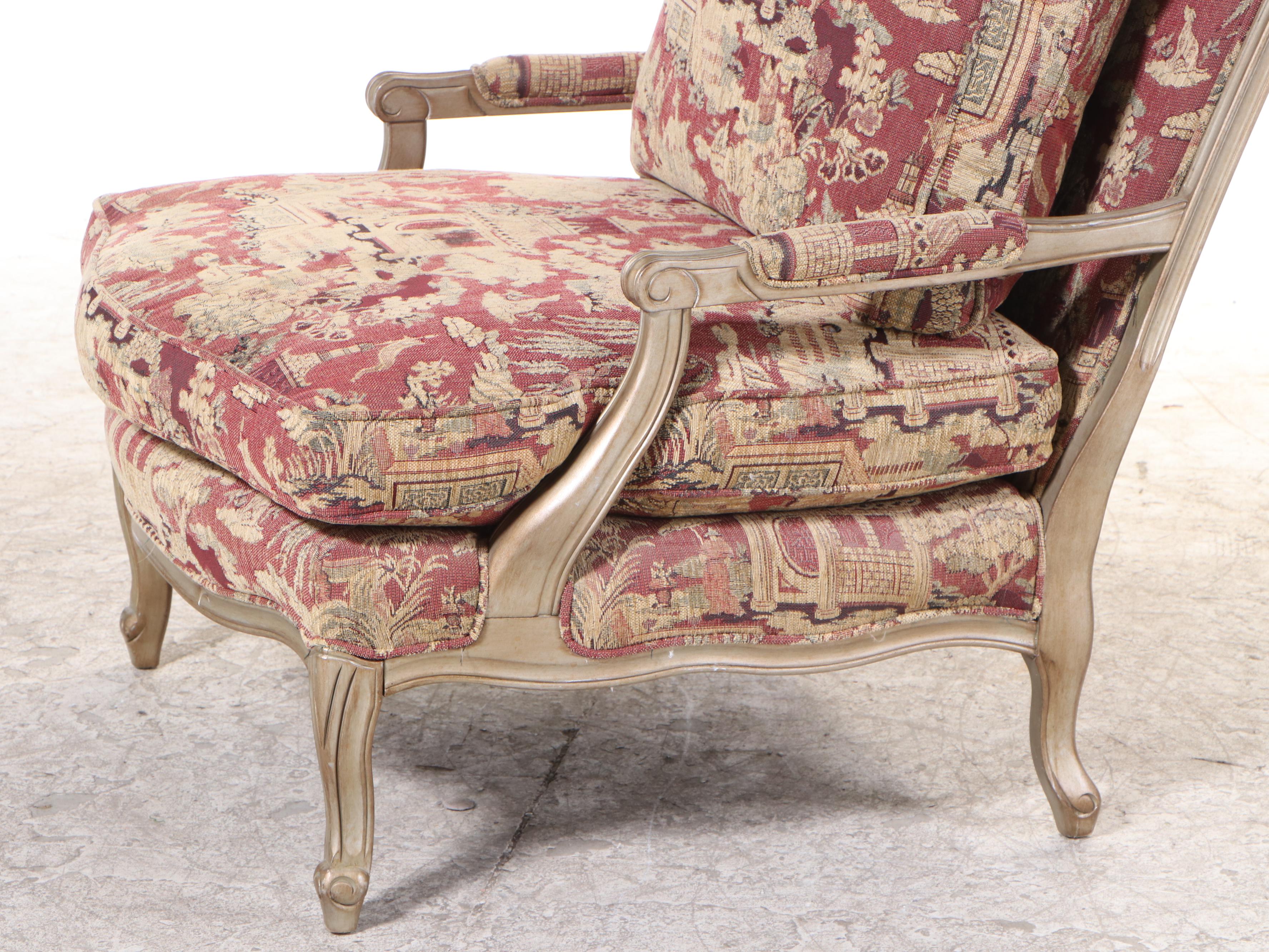 Sam Moore Furniture Louis XV Style Giltwood and Chinoiserie-Upholstered ...
