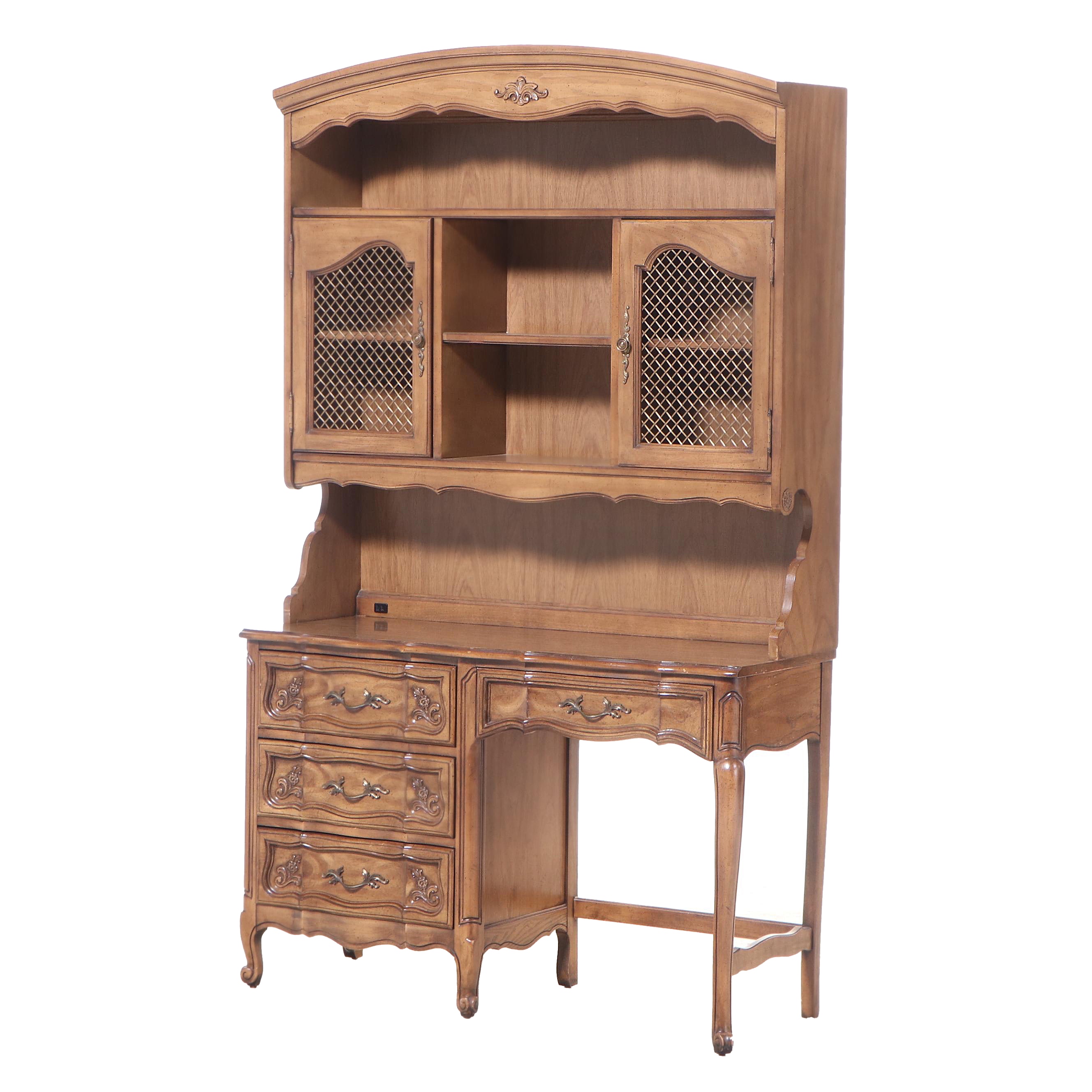 Basic-Witz French Provincial Style Walnut-Stained Desk with Hutch | EBTH
