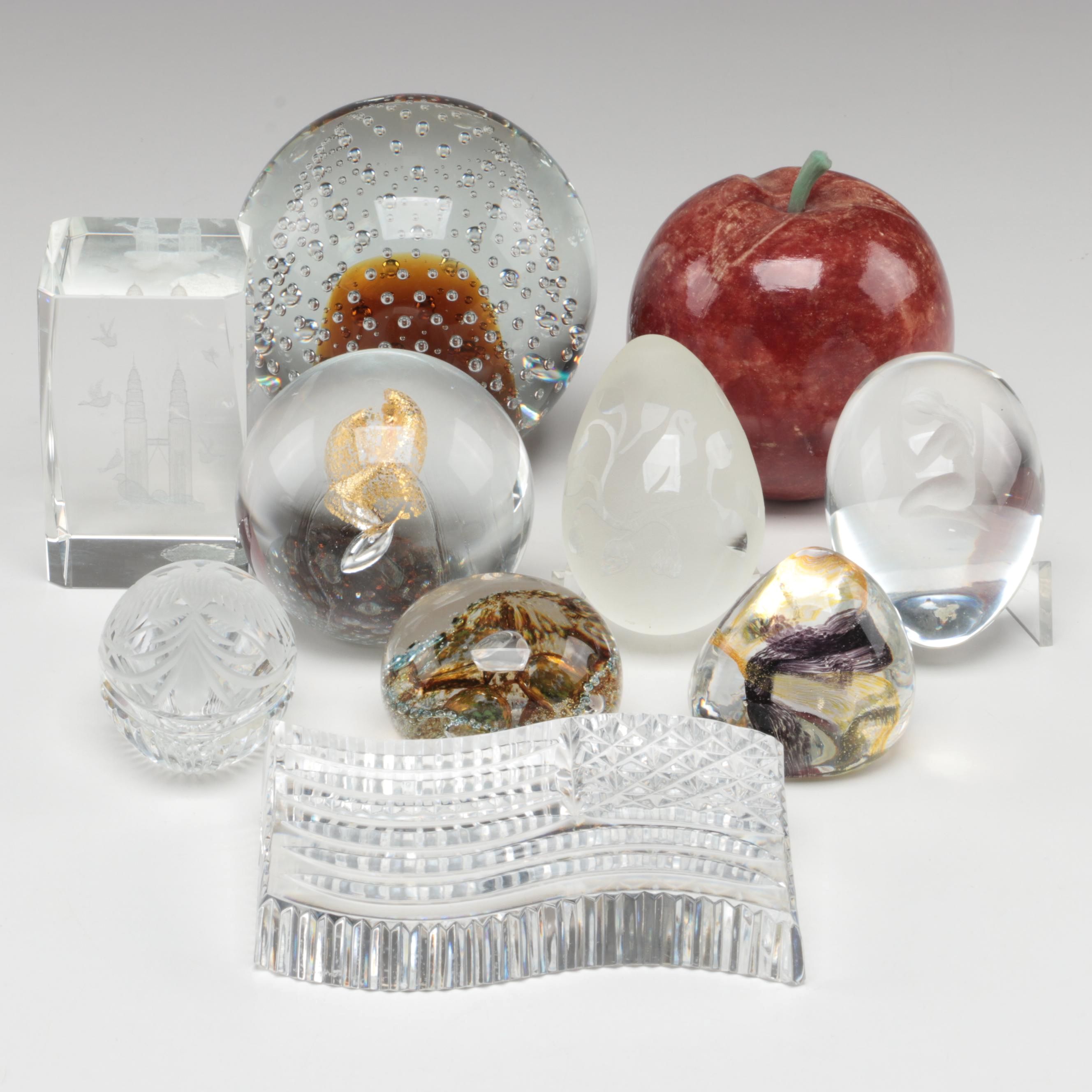 Waterford Crystal American Flag Paperweight with Other Art Glass ...