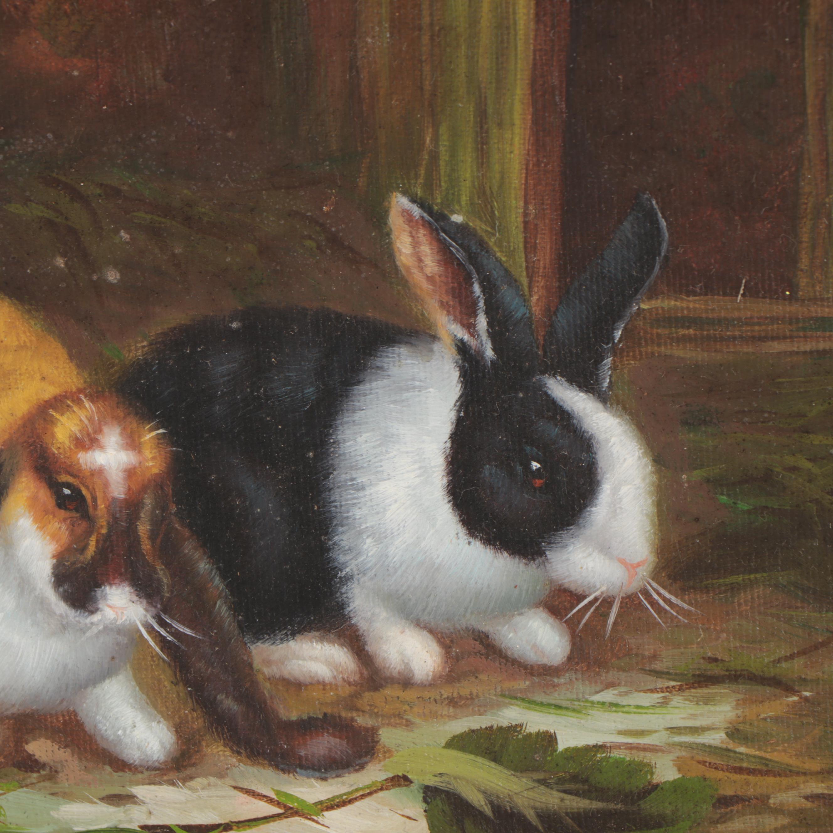 Oil Painting of Rabbits, 21st Century | EBTH