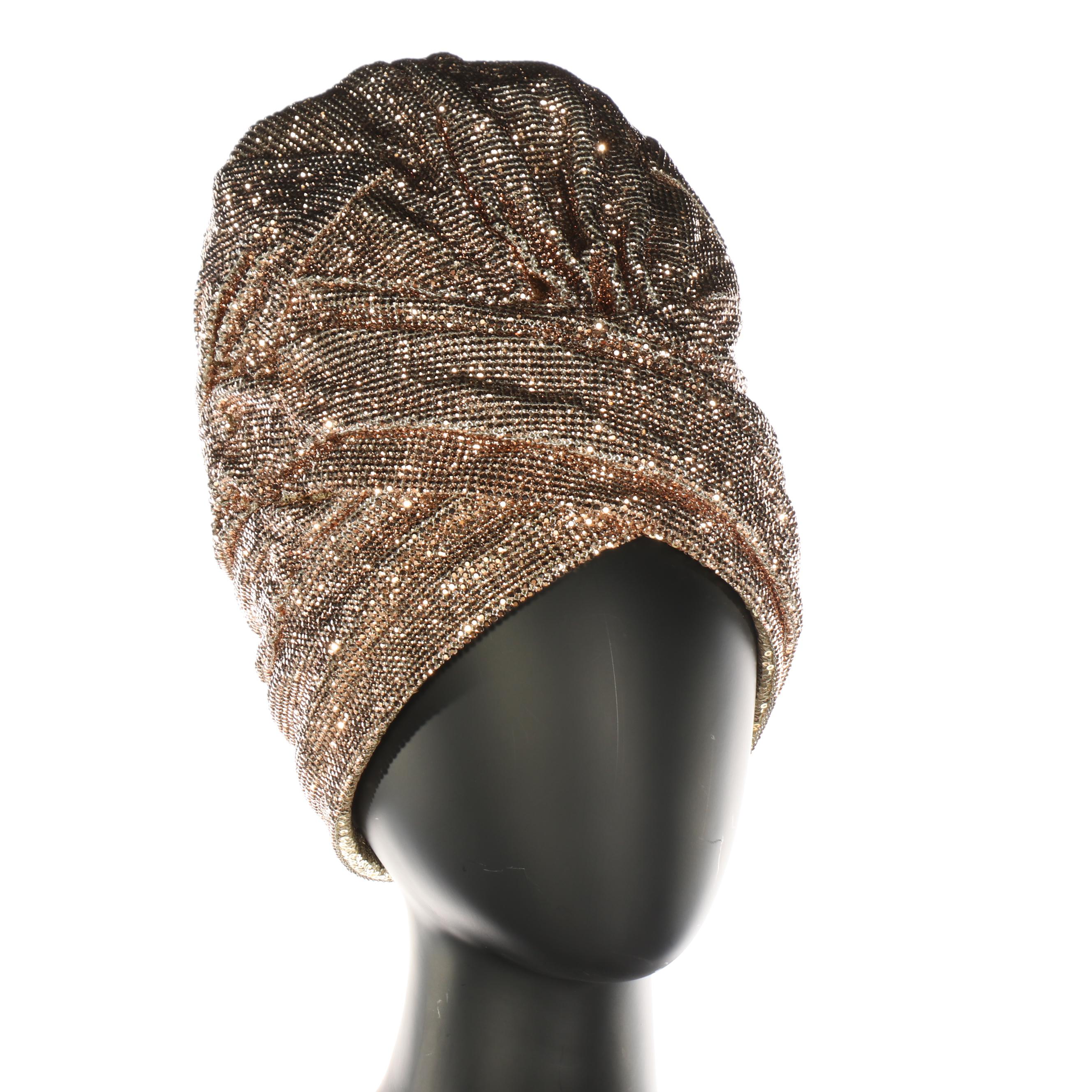 Dolce and Gabbana Rhinestone Gown with Metal Mesh Turban, Worn by ...