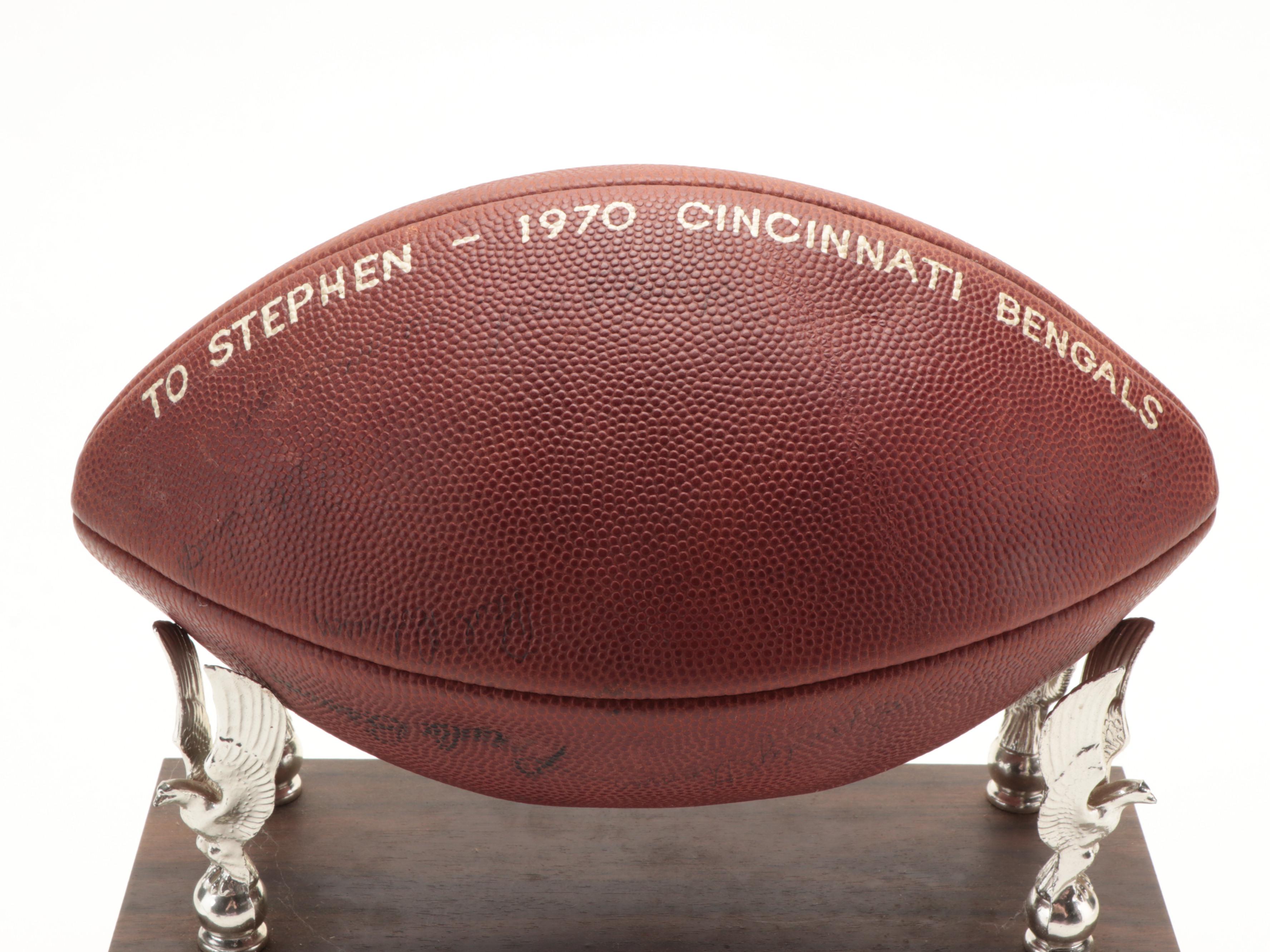 1970 Cincinnati Bengals Team Signed Football With Stand, Team Photo | EBTH