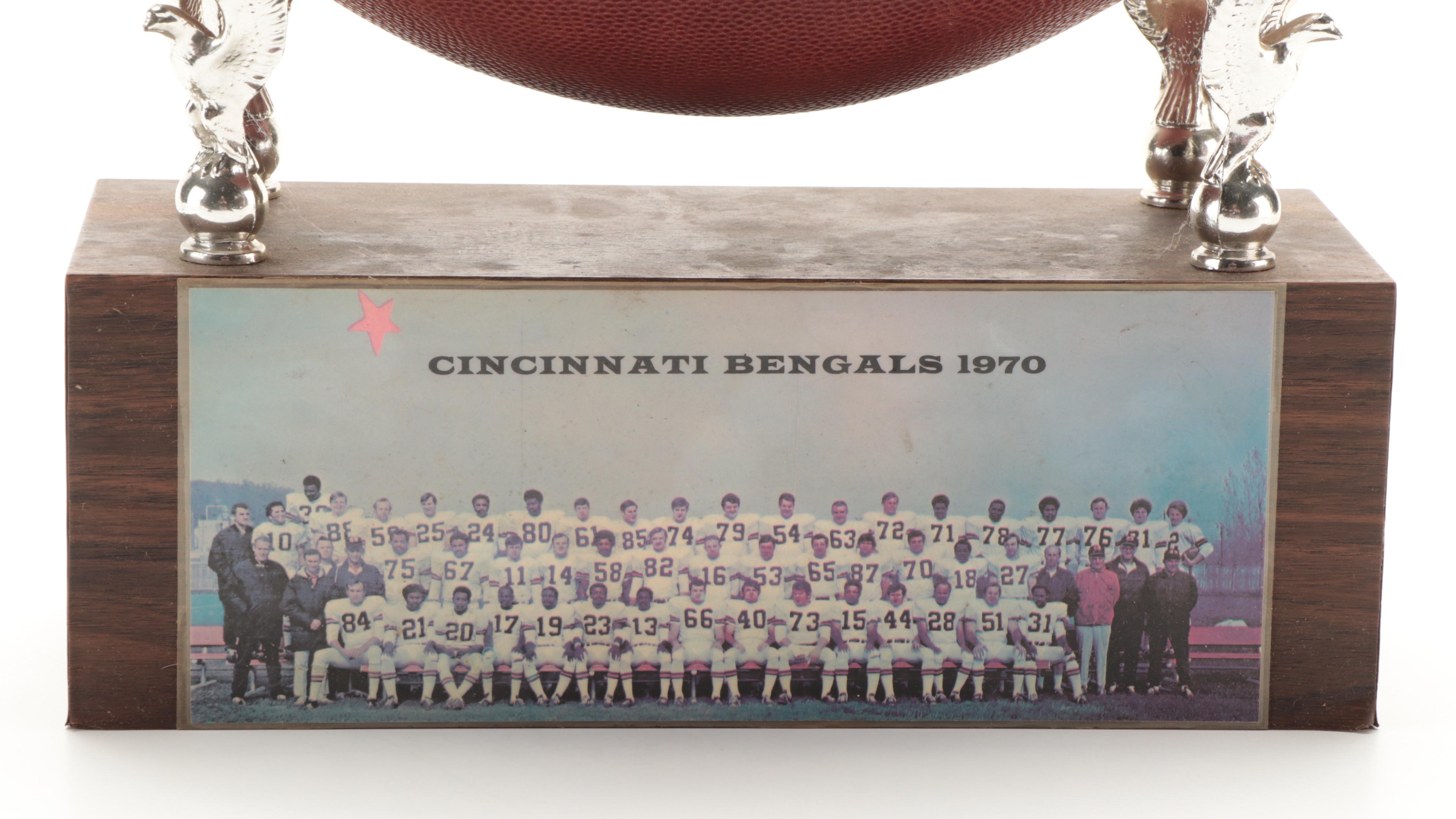 1970 Cincinnati Bengals Team Signed Football With Stand, Team Photo | EBTH