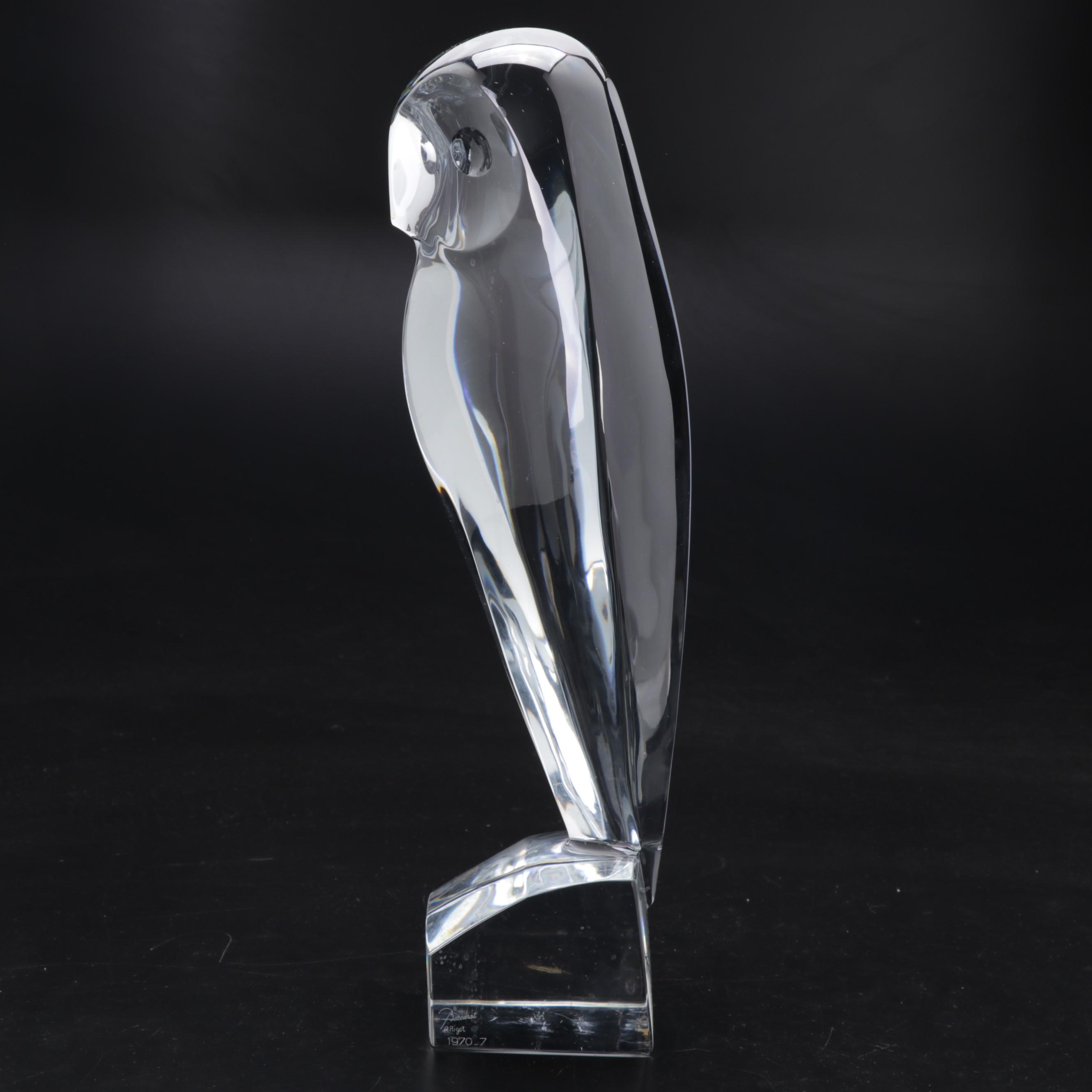 Baccarat "Large Owl" Crystal Figurine Designed by Robert Rigot, 1970s ...