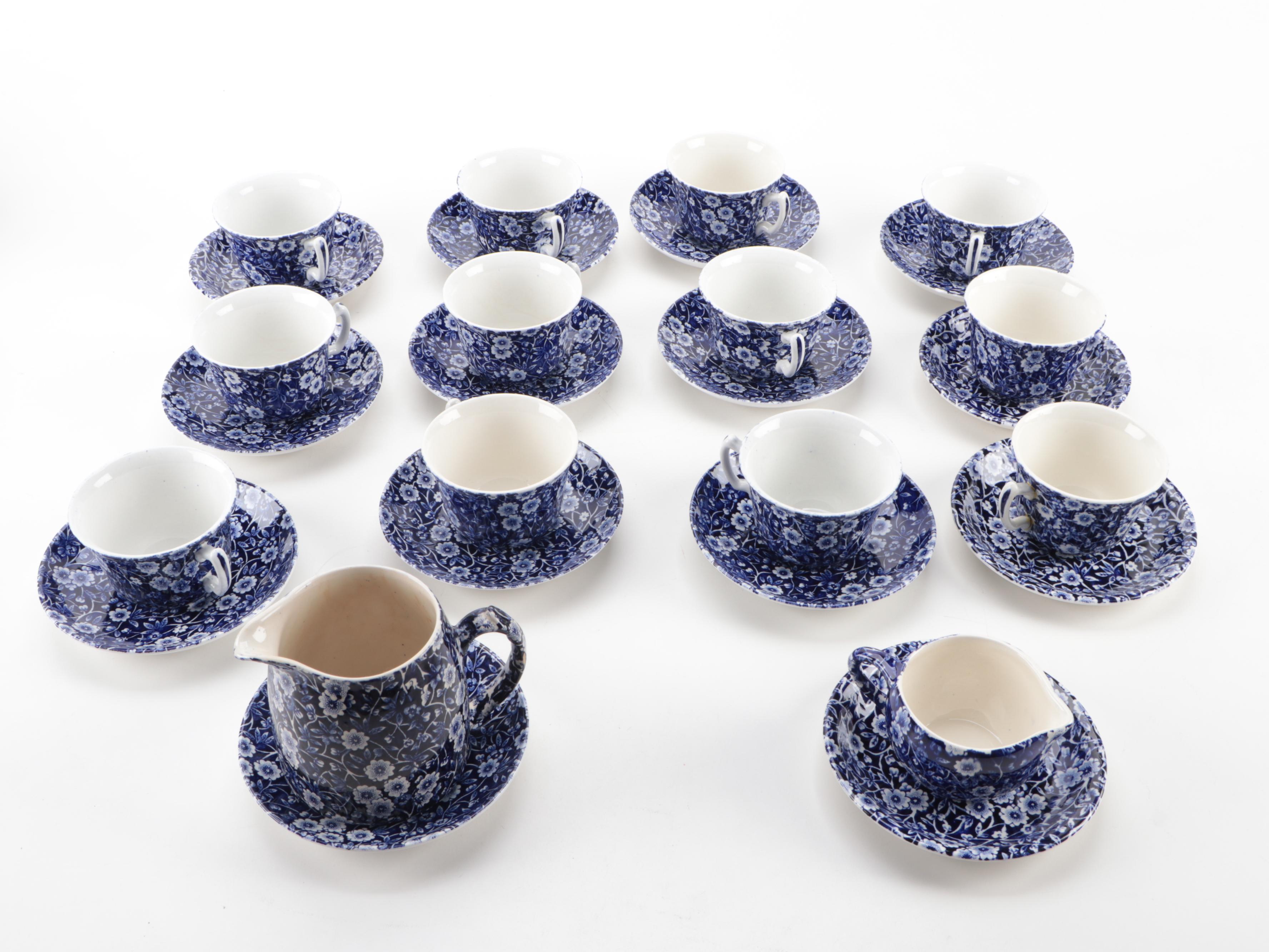 Crownford China Co. "Calico Blue" Earthenware Dinnerware and Serving ...