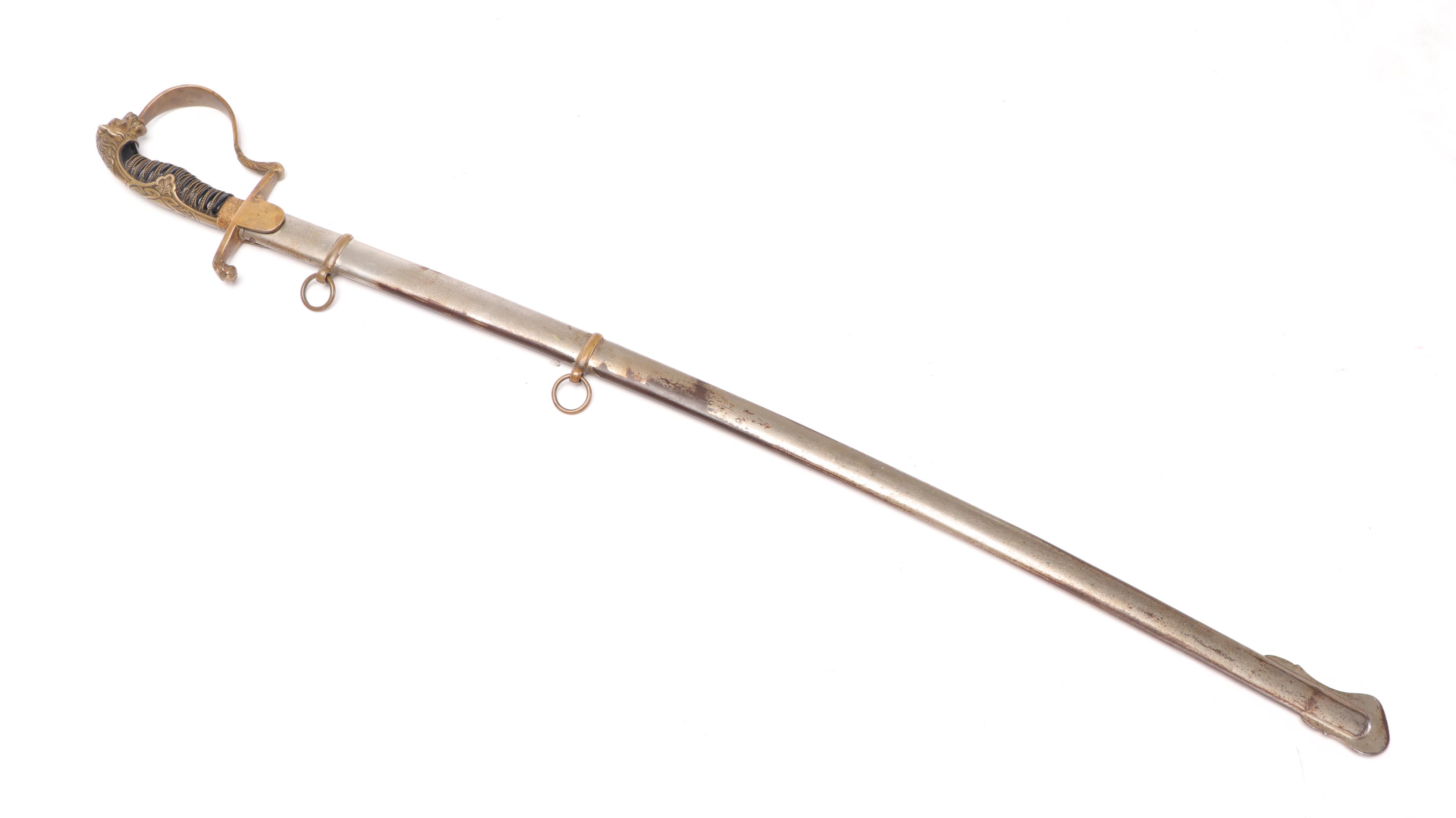 WWI German Lion's Head Army Officer's Artillery Saber with Display Case ...