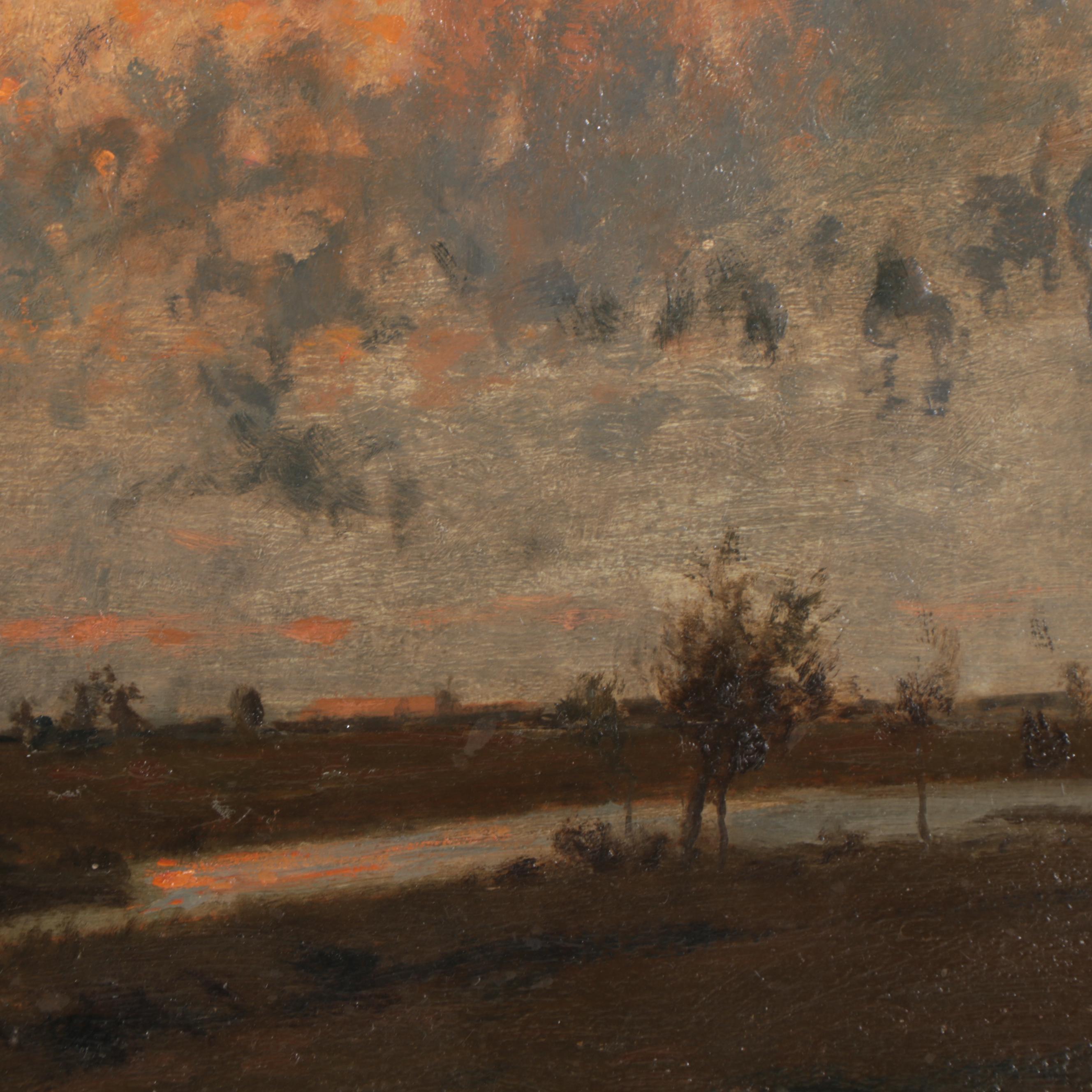 Raoul Andre Ulmann Landscape Oil Painting of Windmill, Late 19th ...