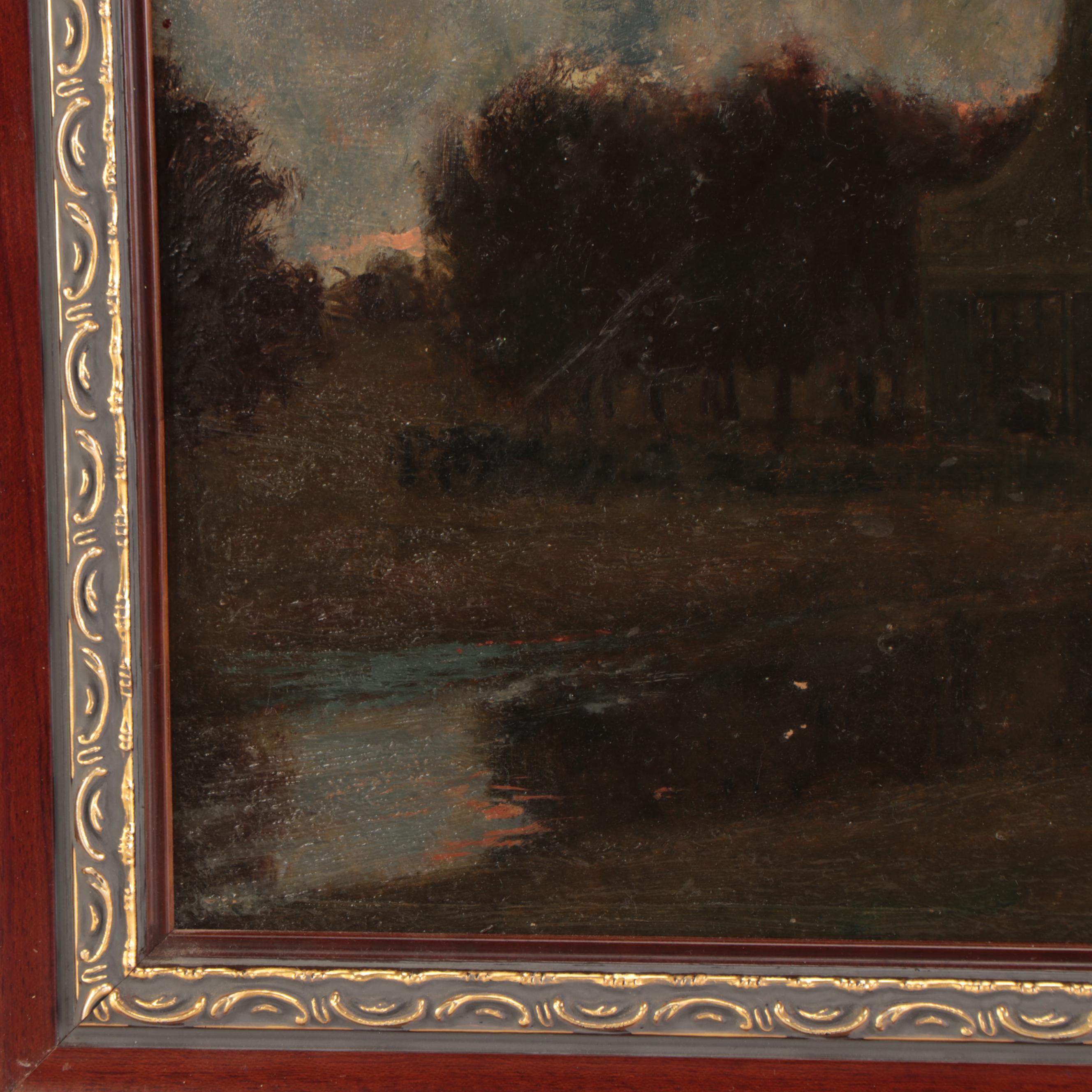 Raoul Andre Ulmann Landscape Oil Painting of Windmill, Late 19th ...