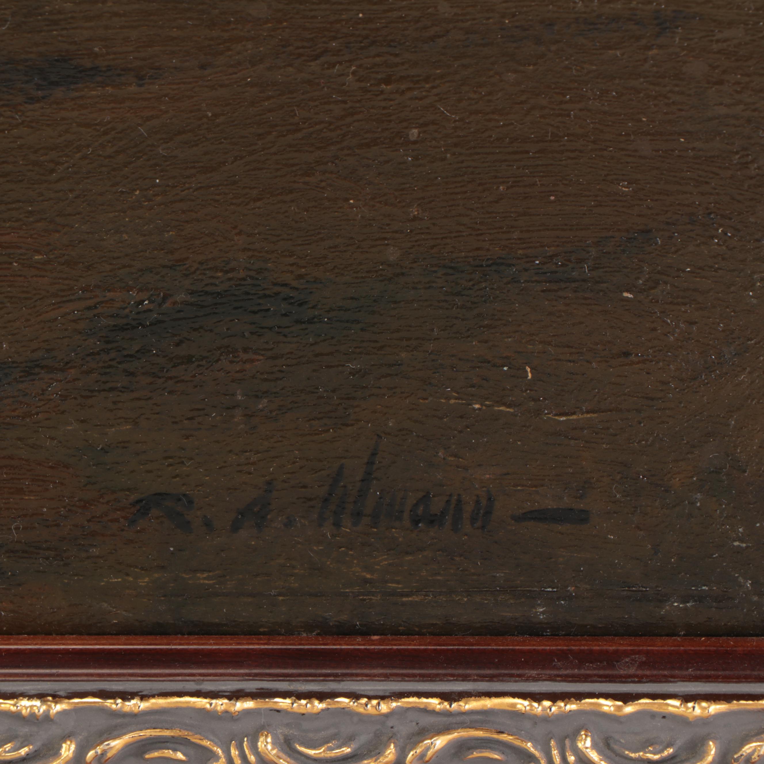 Raoul Andre Ulmann Landscape Oil Painting of Windmill, Late 19th ...